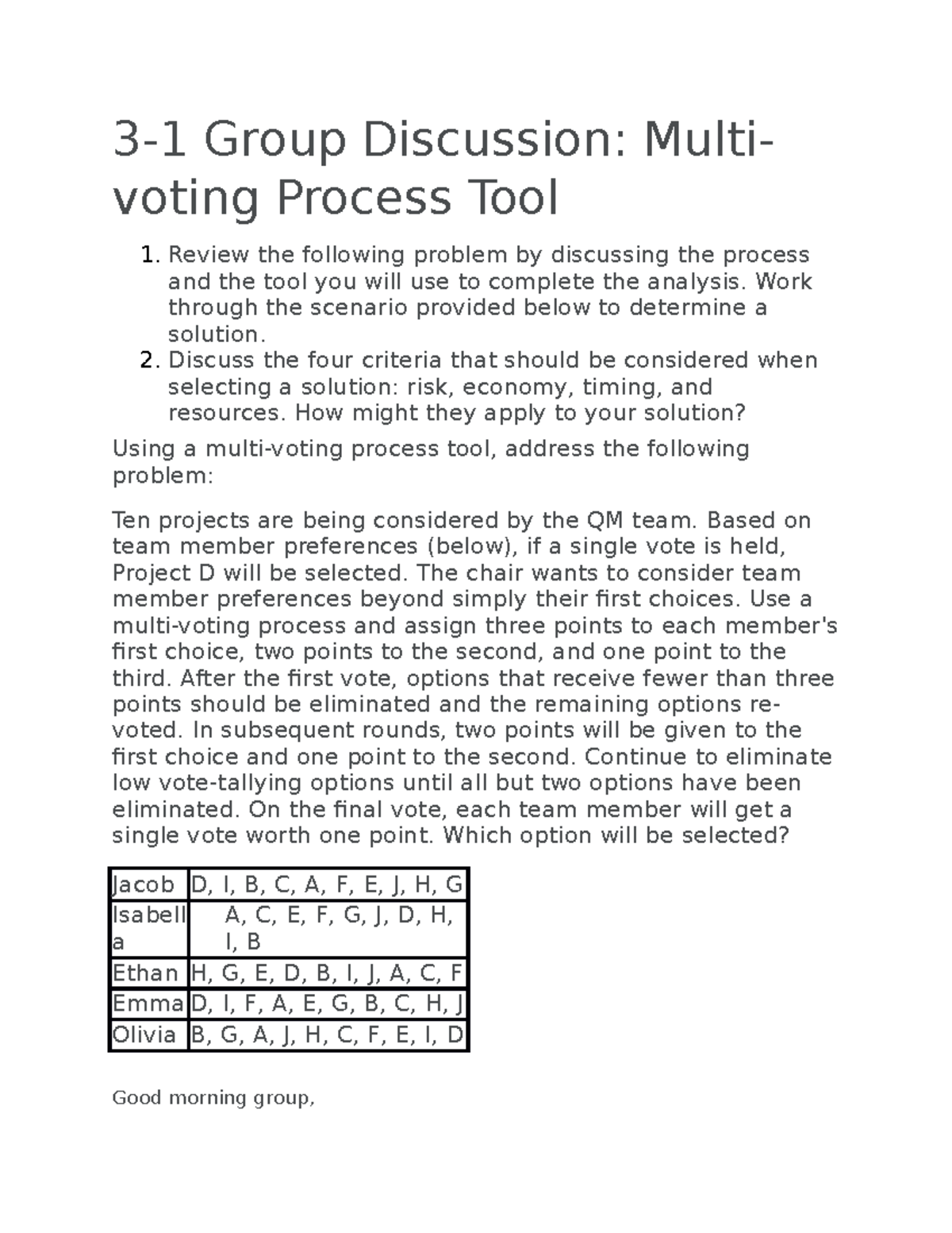 3-1 Group Discussion Multivoting tool 1 - 3-1 Group Discussion: Multi ...