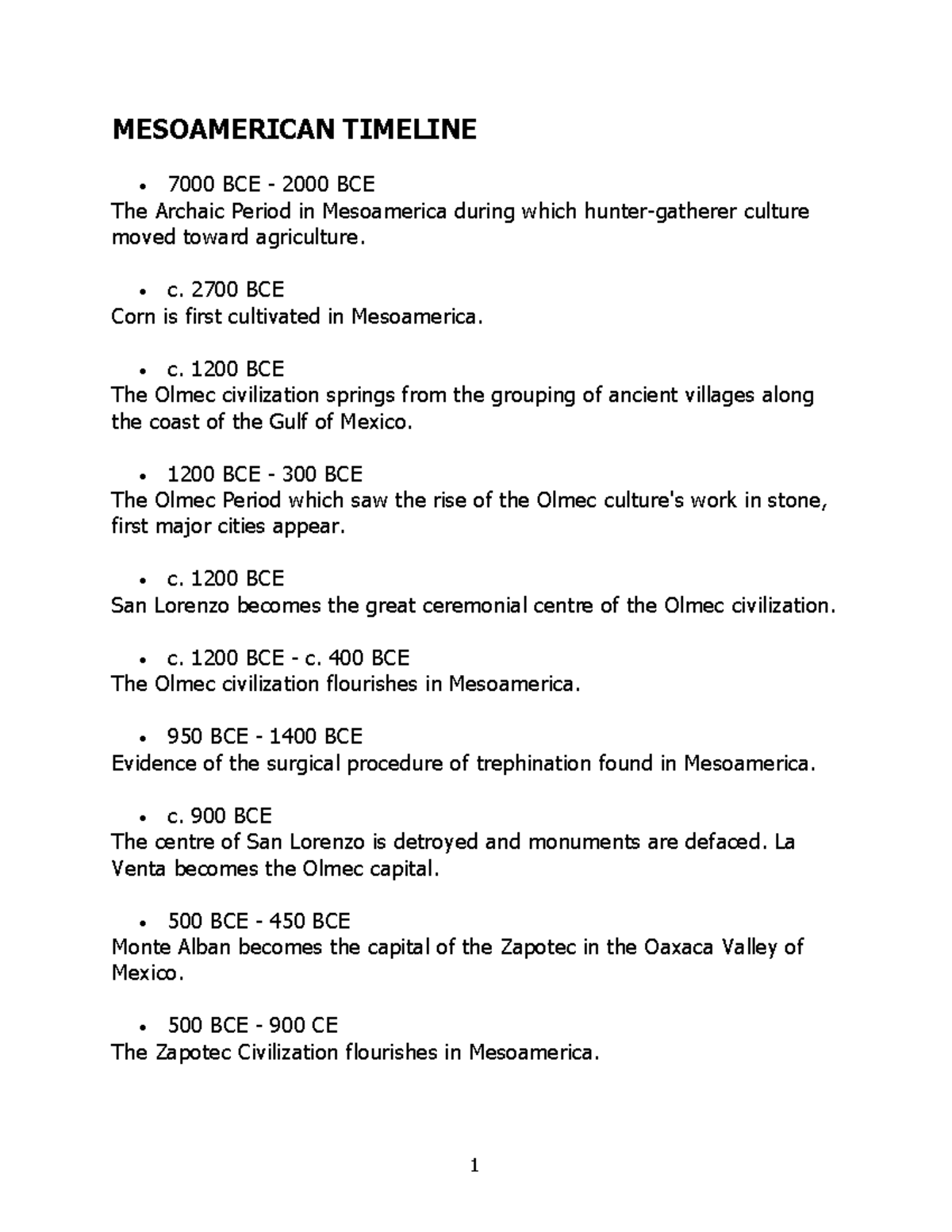 Mesoamerican Civilizations Timeline: Key Events & Periods (HIST 101 ...