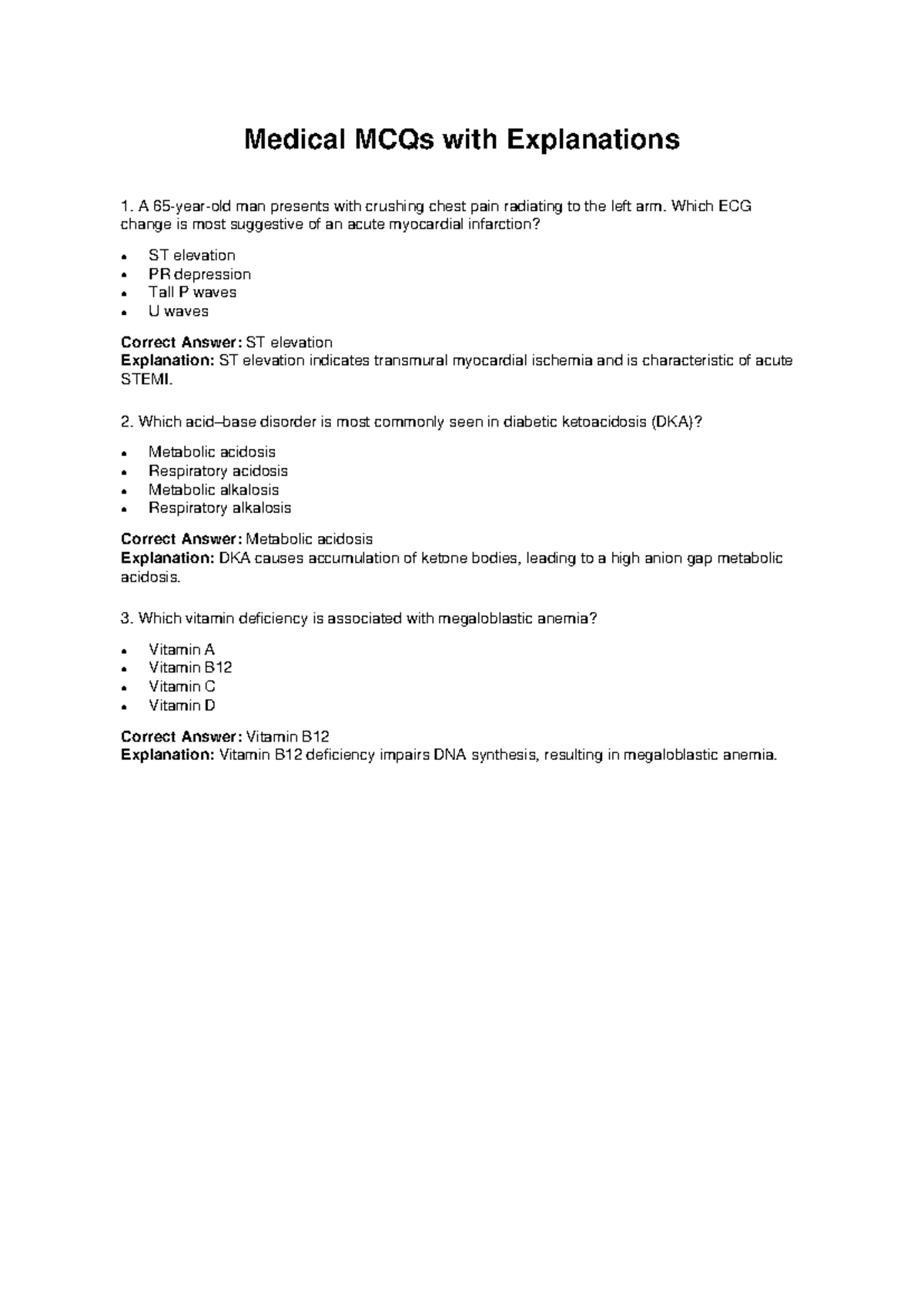 Medical MCQs with Explanations for Exam Preparation - Studocu