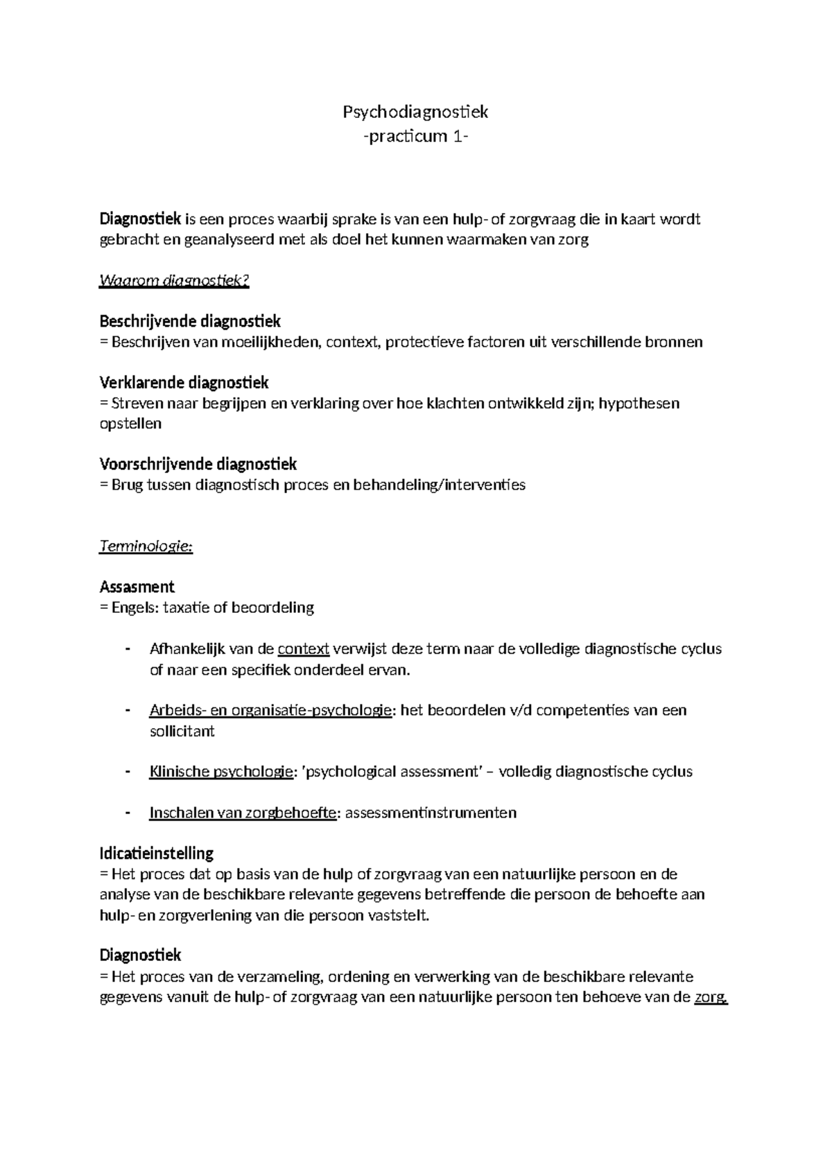 Practicum 1 - Thema 1: Psychodiagnostisch Proces en Methodieken - Studocu