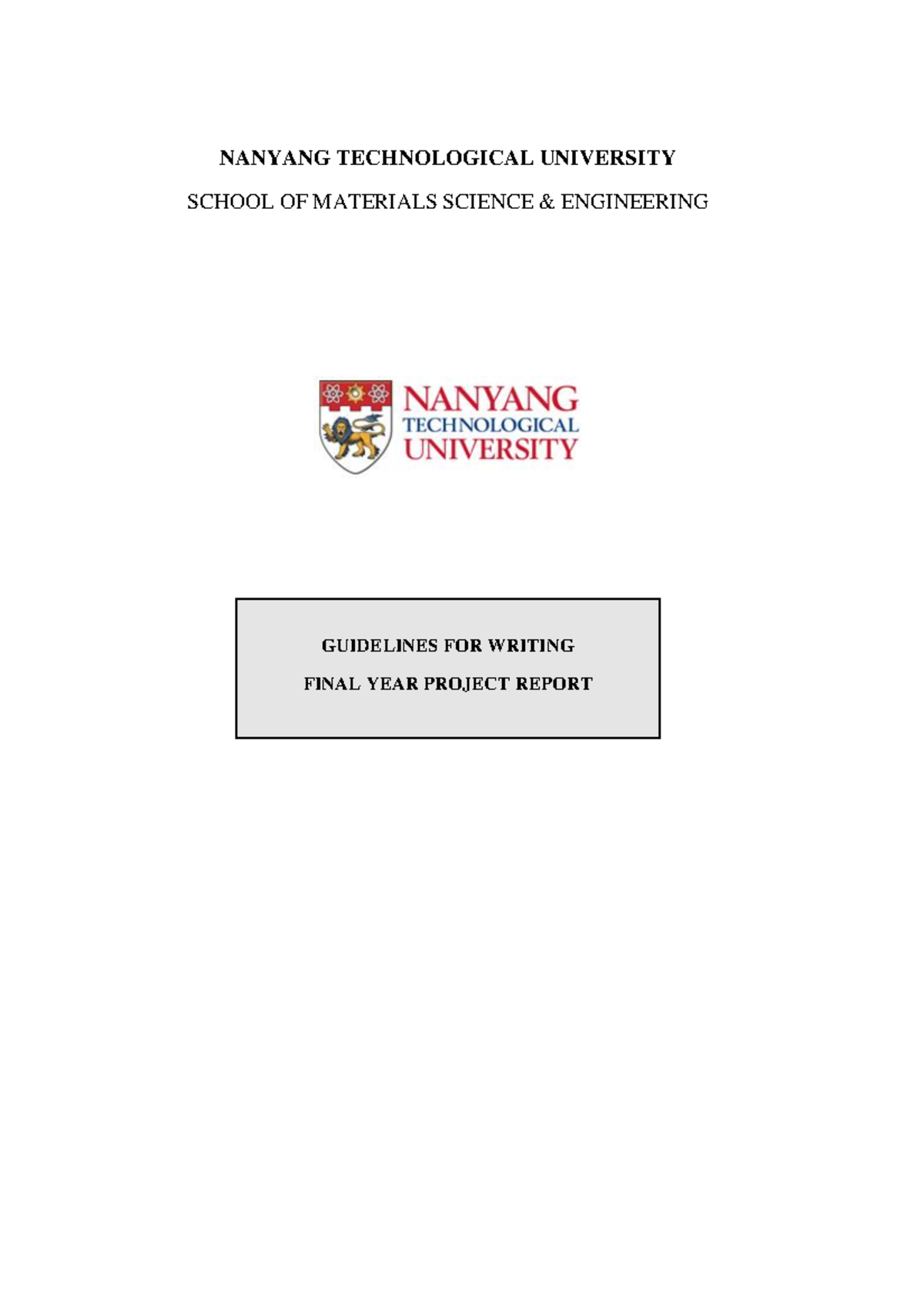 Final Year Project Report Writing Guidelines - FYP - Studocu