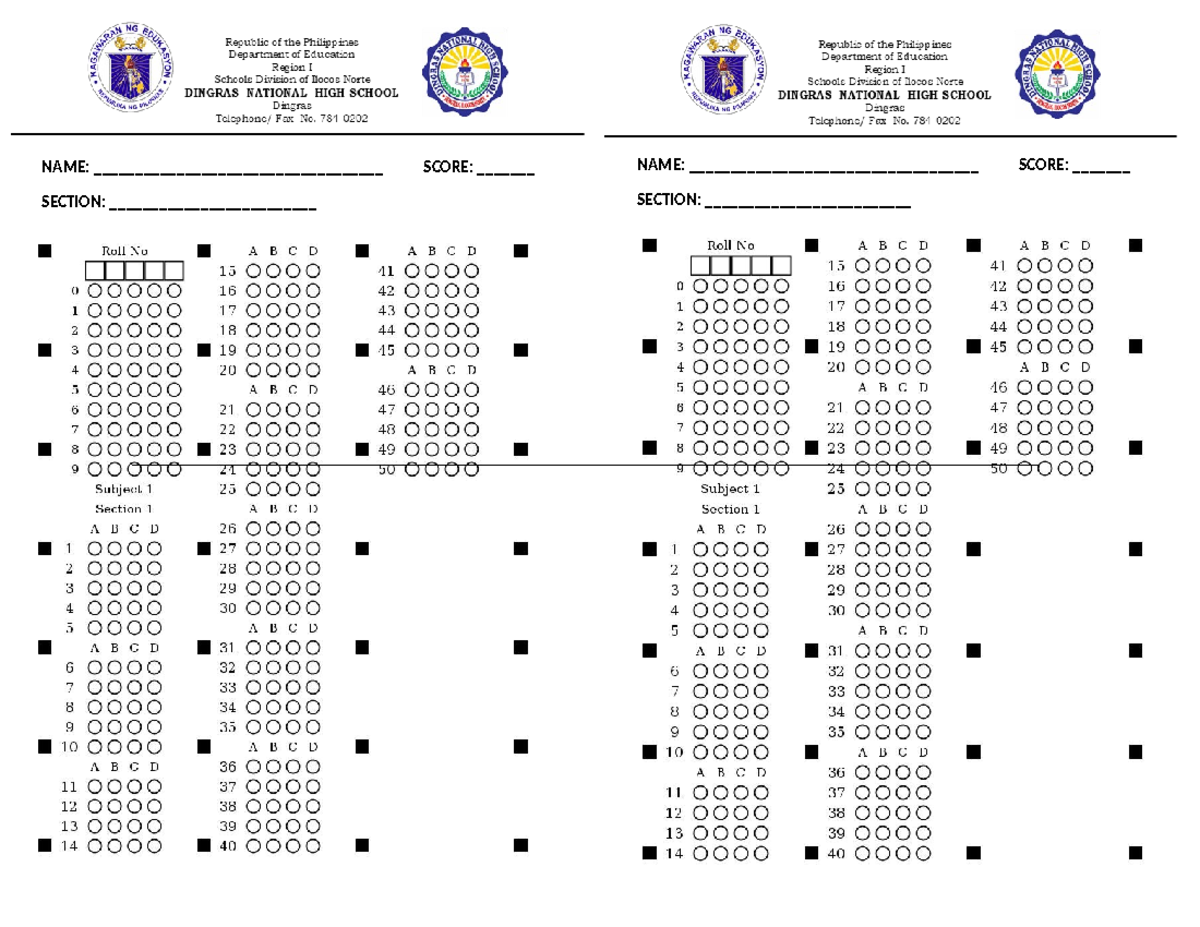 Evalbee Answer Sheet Template for Students - Studocu