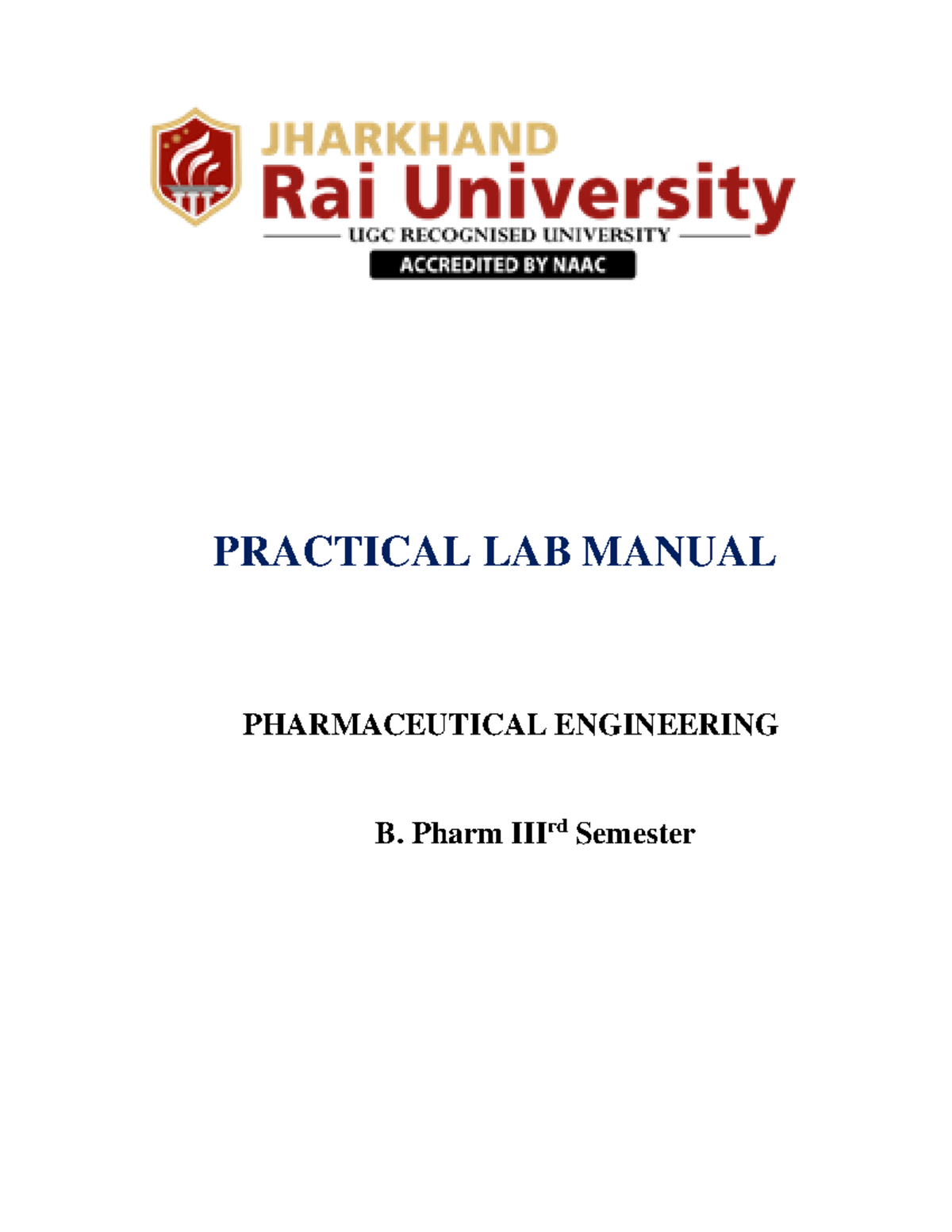 Pharmaceutical Engineering Lab Manual (B. Pharm III Sem) - Practical ...