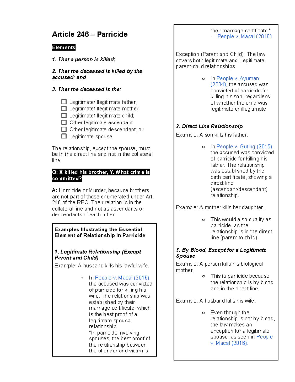 Module 13-14 Review: Understanding Parricide and Related Crimes - Studocu