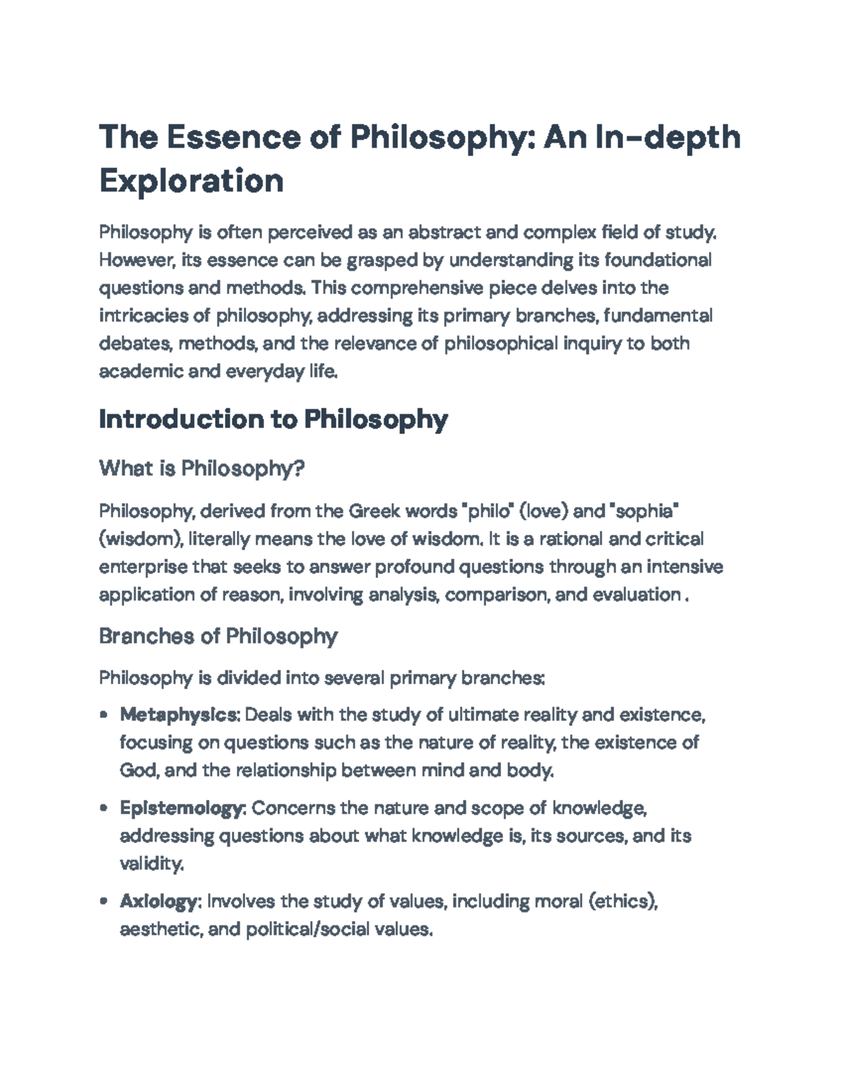Philosophy: An In-Depth Exploration of Core Concepts and Questions ...