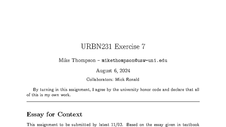 URBN231 Exercise 7: Urban Design Thought & Methods Analysis - Studocu