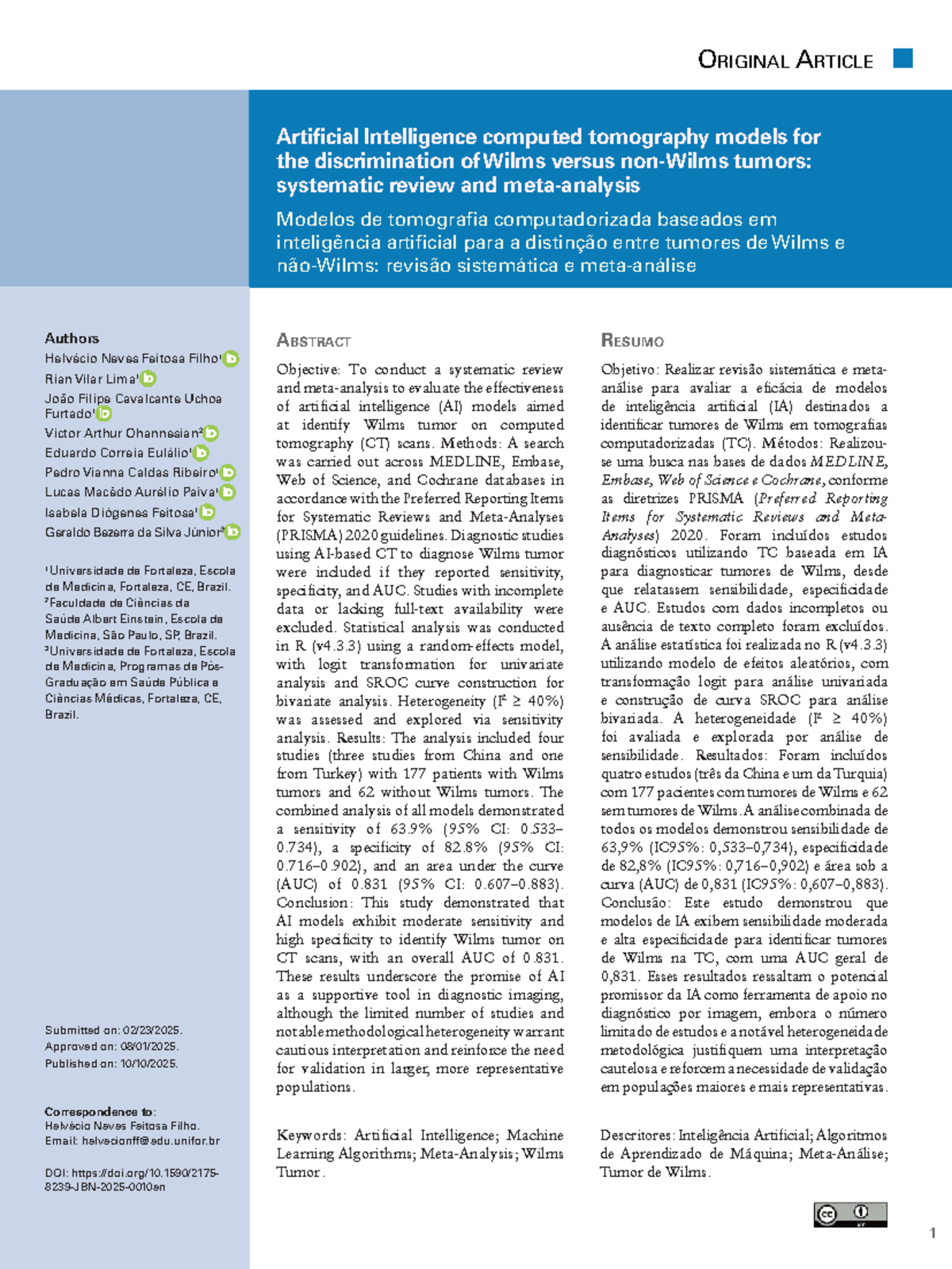 AI Models for Discriminating Wilms Tumors: A Systematic Review - Studocu