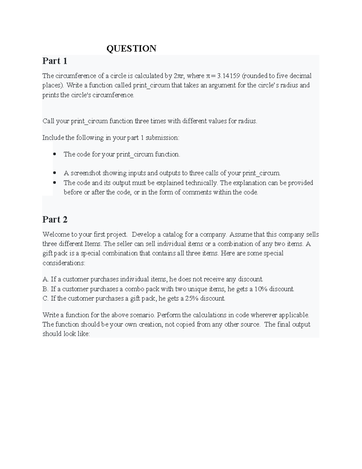 CS 1101 (Programming Assignment Unit 2) - QUESTION Part 1 The circumference of a circle is - Studocu