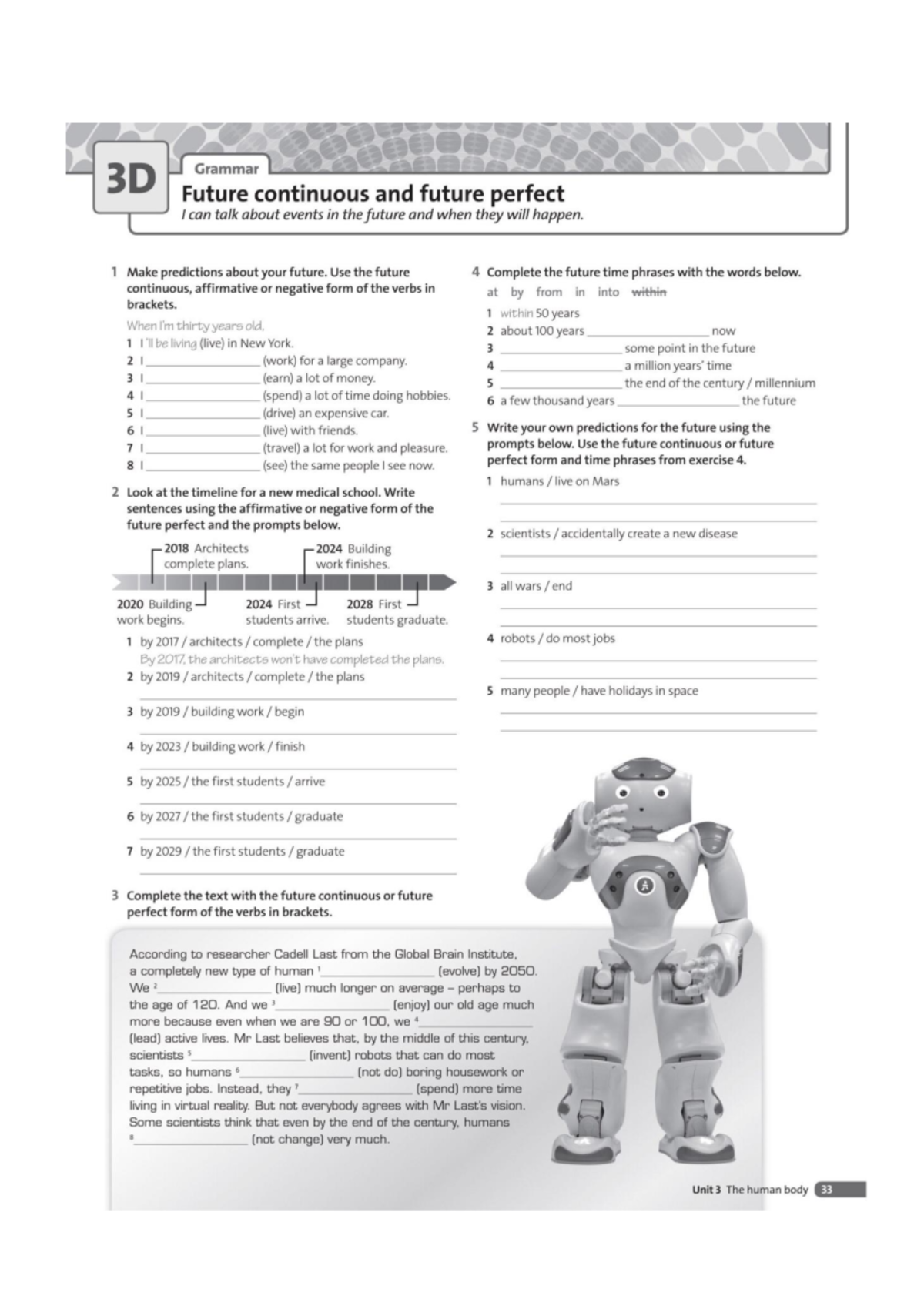 UNIT 3 - HW - 3D Grammar: Future Continuous & Perfect Usage - Studocu