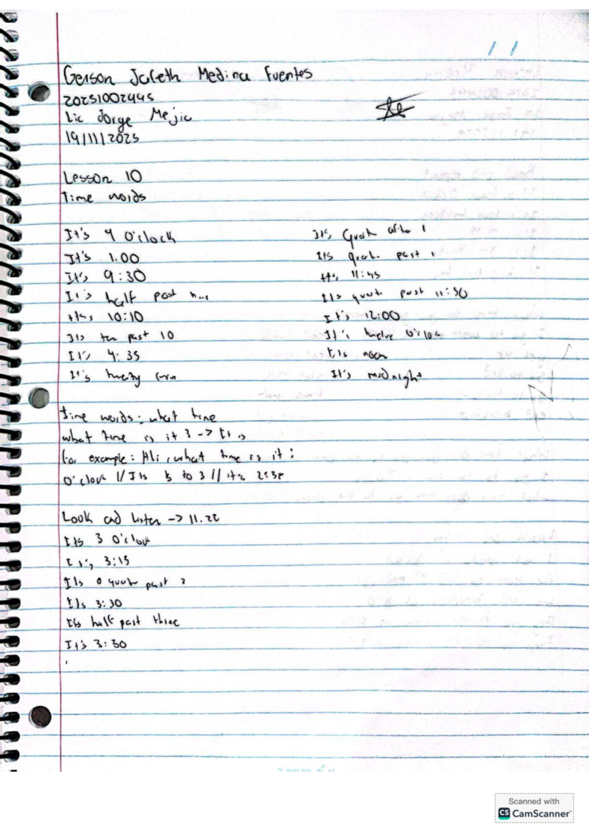Medina Gerson U3T2a37 - Lesson 10: Time Words and Daily Routines - Studocu