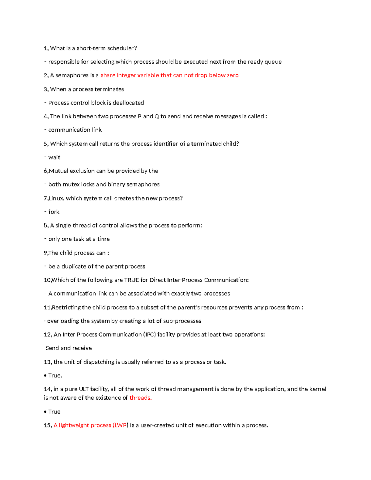 DC POP - adsa - 1, What is a short-term scheduler? ⁃ responsible for ...