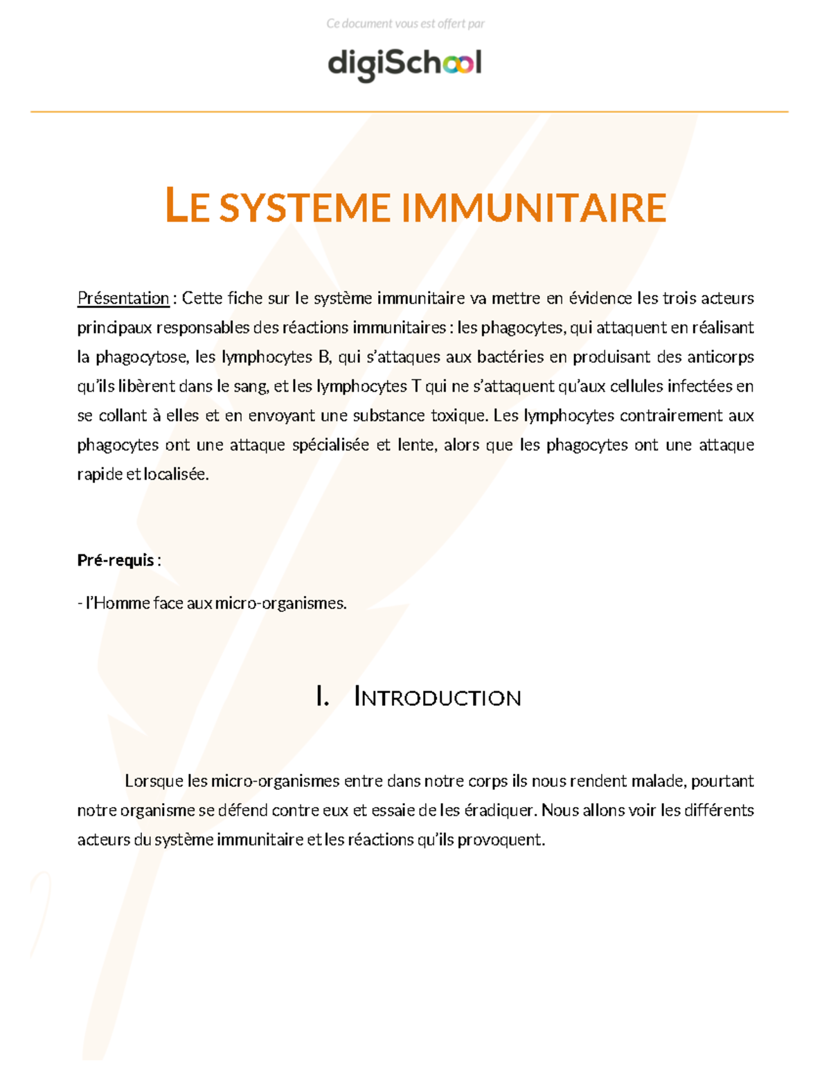 Système Immunitaire: Acteurs et Mécanismes (SVT 3ème) - Studocu
