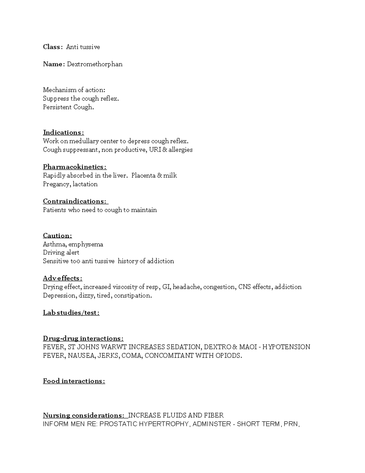 Dextromethorphan - Dextromethorpan respiratory - Class: Anti tussive ...