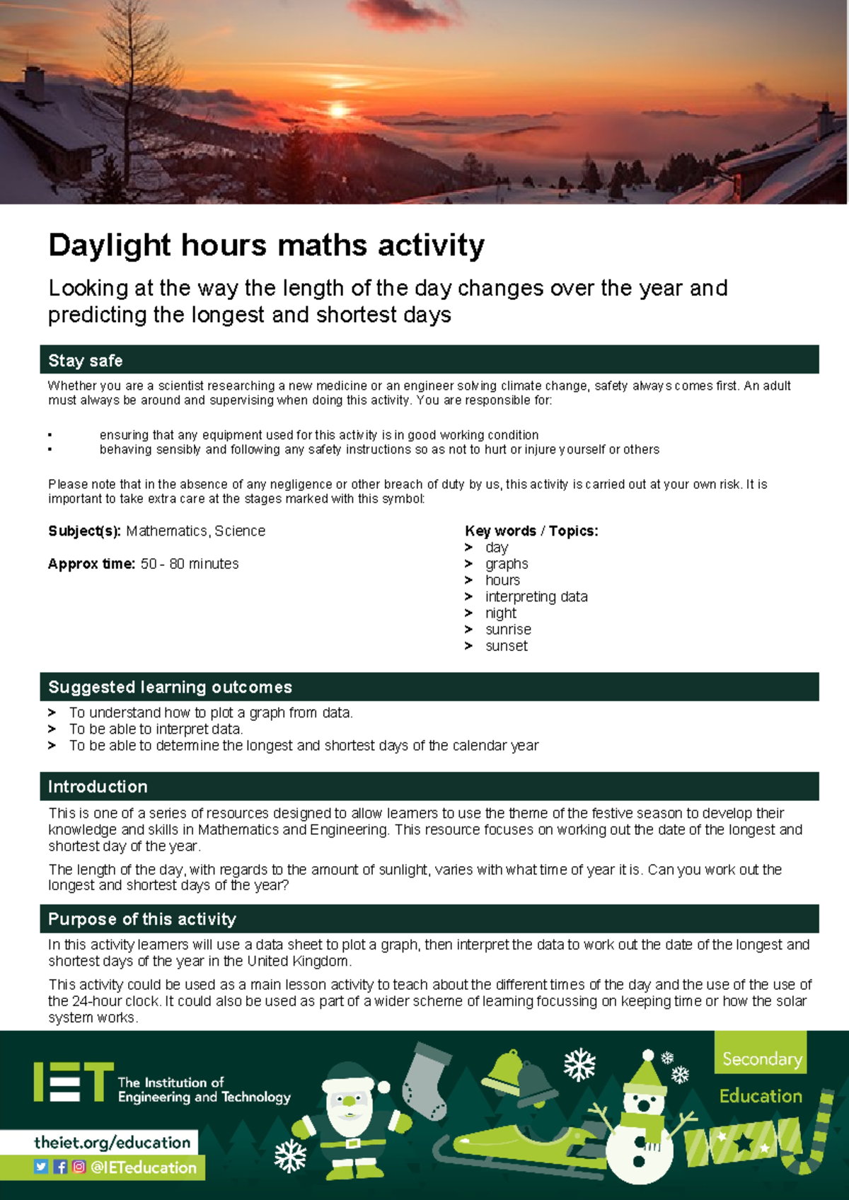 Daylight Hours Maths Activity: Graphing Longest & Shortest Days - Studocu