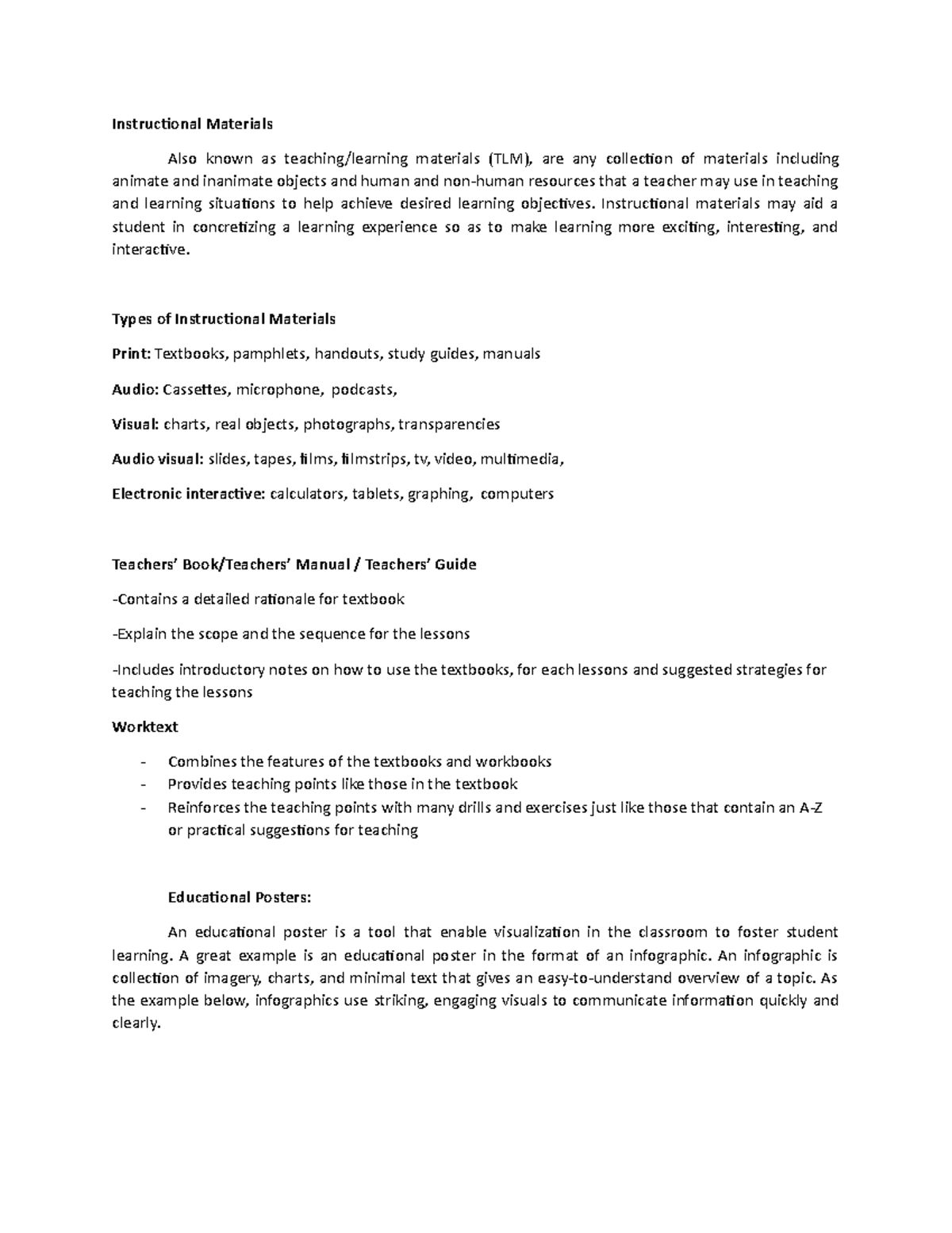 Types of Instructional Materials and Their Effective Use - Studocu