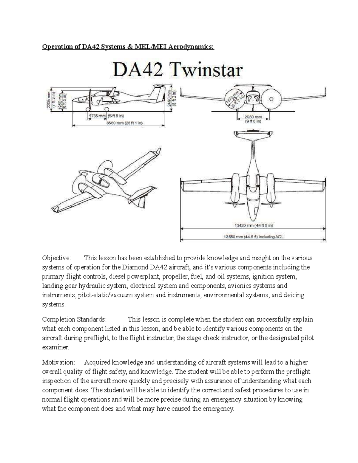 DA42 Systems Operation: Aerodynamics and Component Overview - Studocu