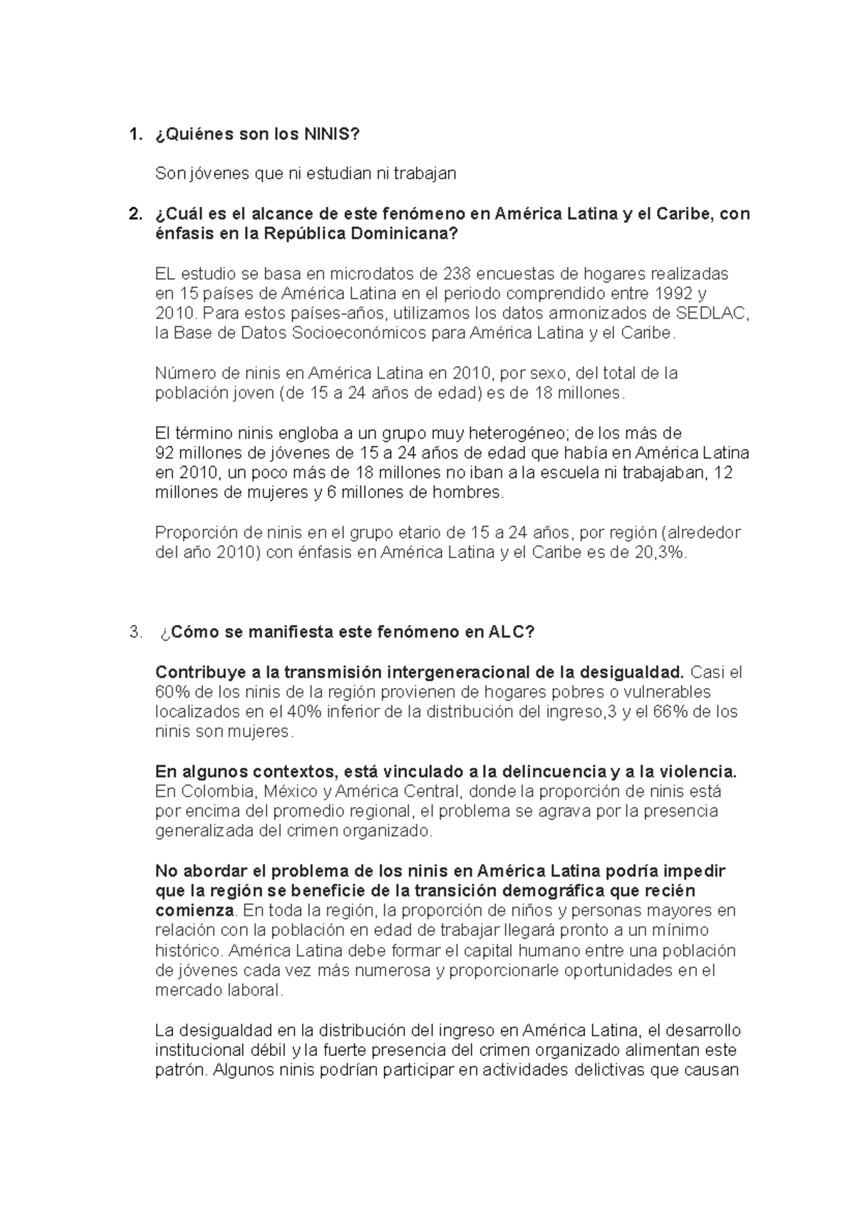 Los Ninis en América Latina - Un análisis crítico y oportunidades - Studocu