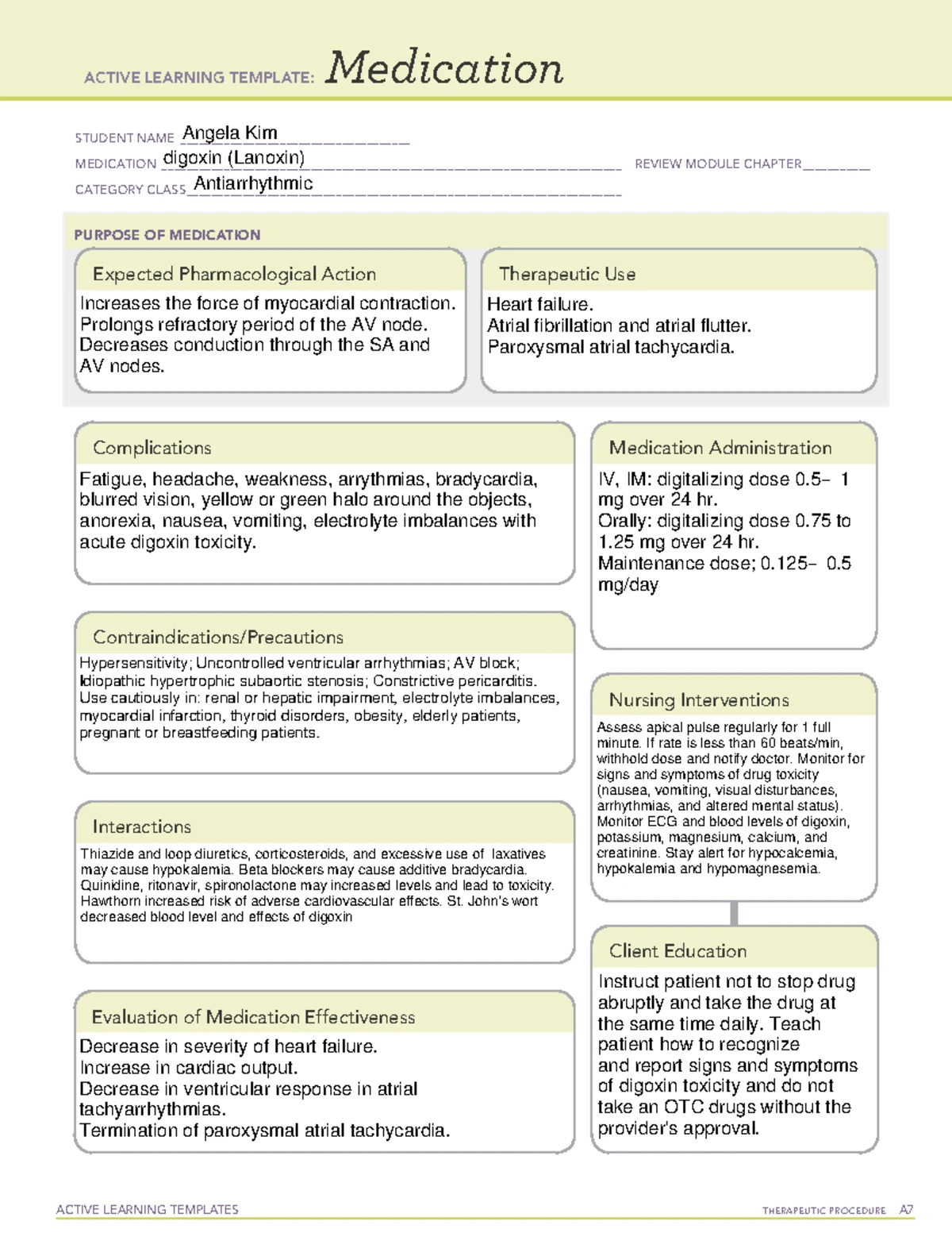 Acetaminophen (Tylenol) ATI - ACTIVE LEARNING TEMPLATES THERAPEUTIC ...