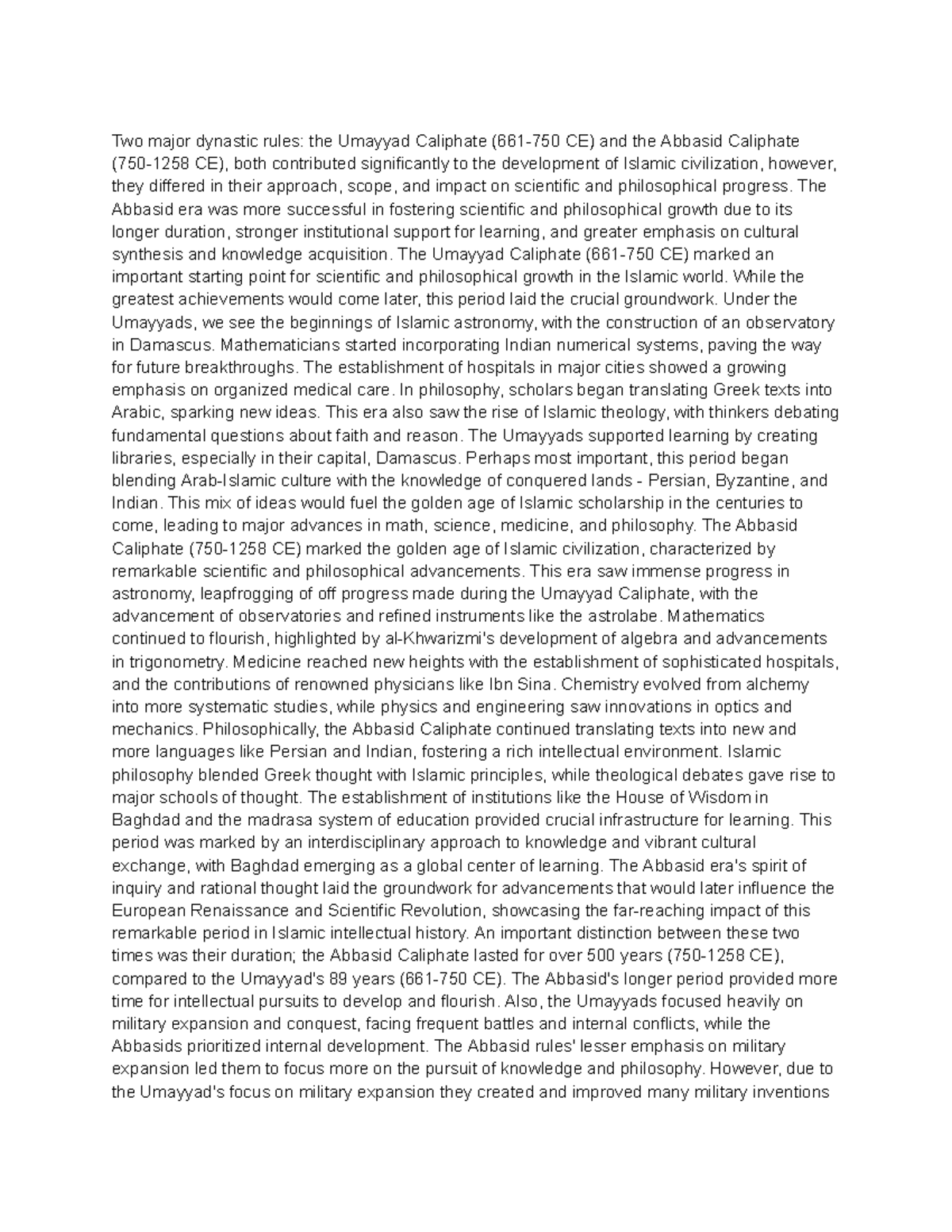 Midterm Project: The Umayyad and Abbasid Caliphates' Impact on Islamic ...