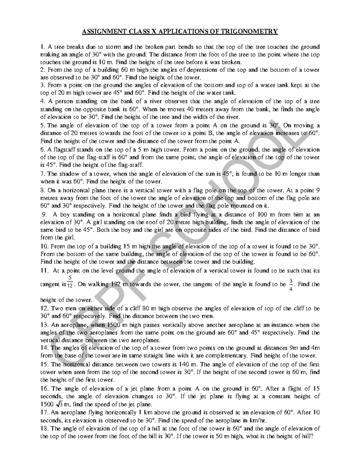 X-Class Assignment: Applications of Trigonometry in Real Life - Studocu