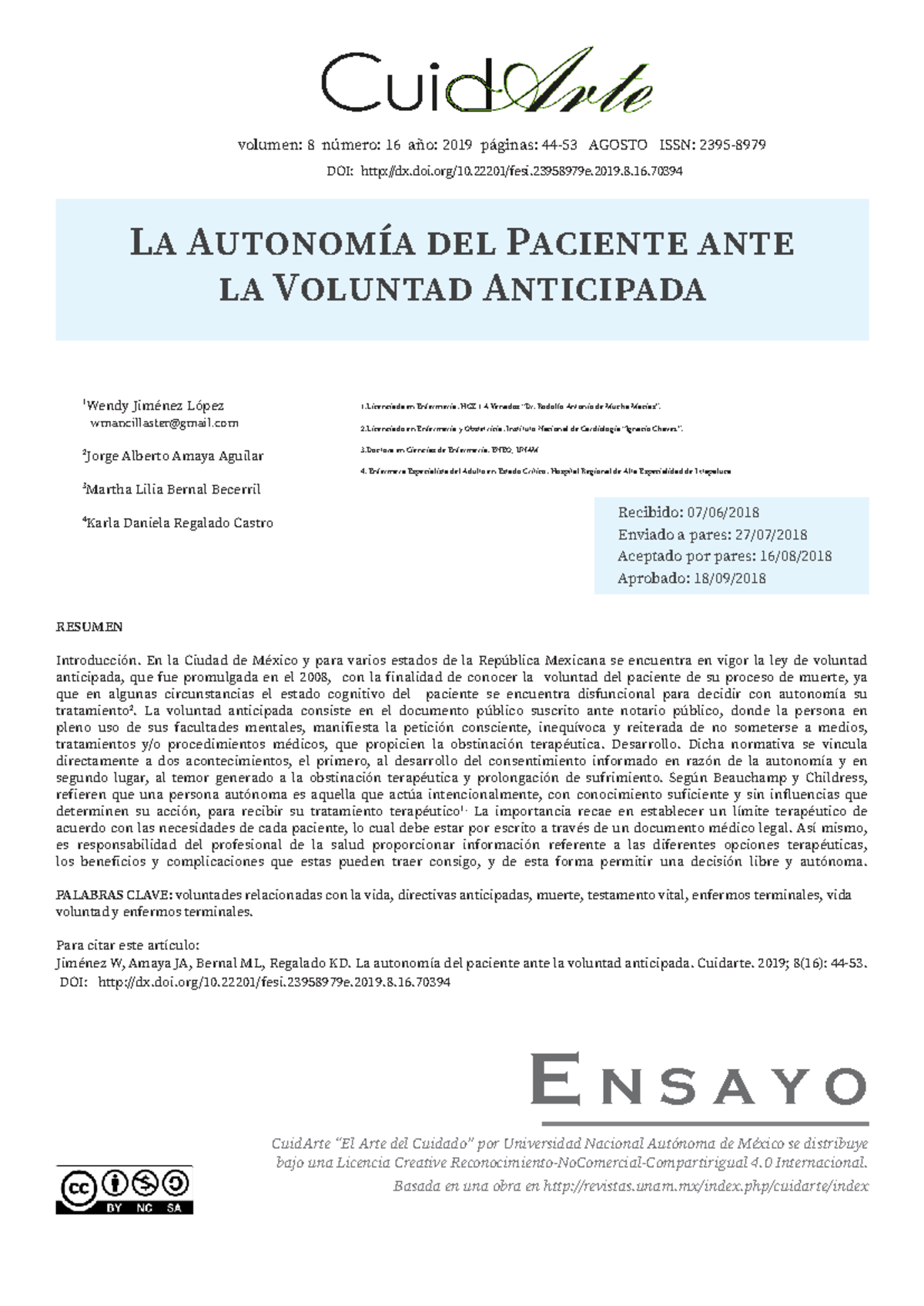 La Autonomía del Paciente y la Voluntad Anticipada en México: Un ...