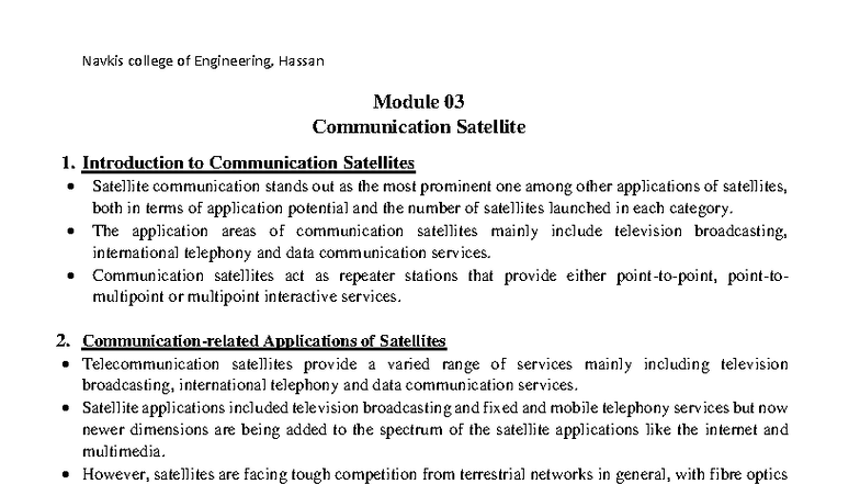 Module 03 SAT - Communication Satellites Overview and Applications ...