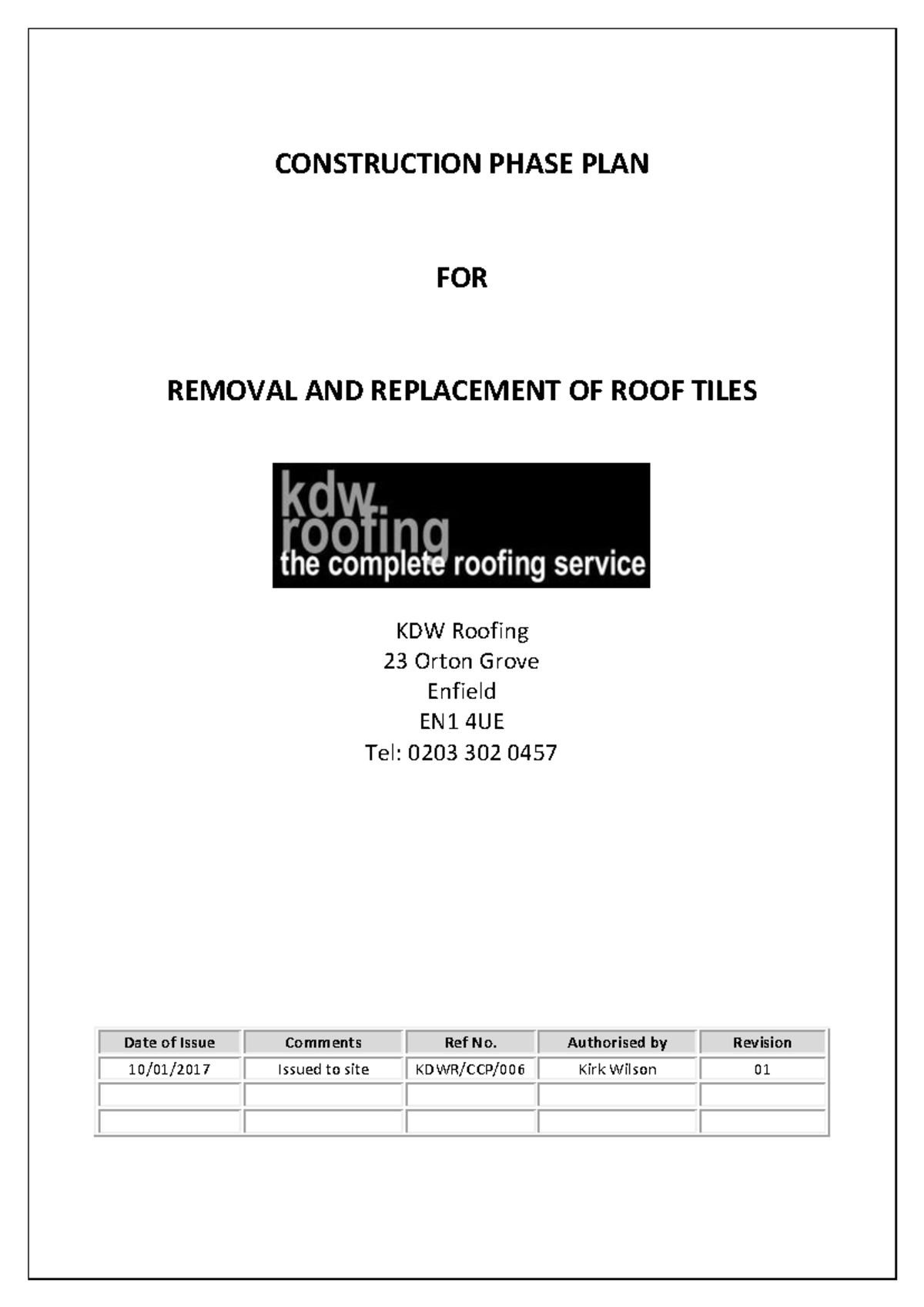 4. Roof Tile Replacement Method Statement - KDWR/CCP/006 - Studocu