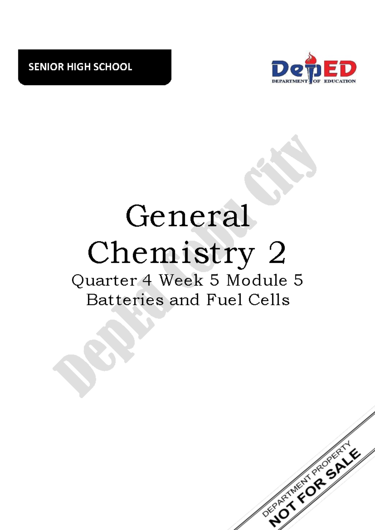 Quarter 4, Module 5: Batteries and Fuel Cells - Gen Chem 2 Notes - Studocu