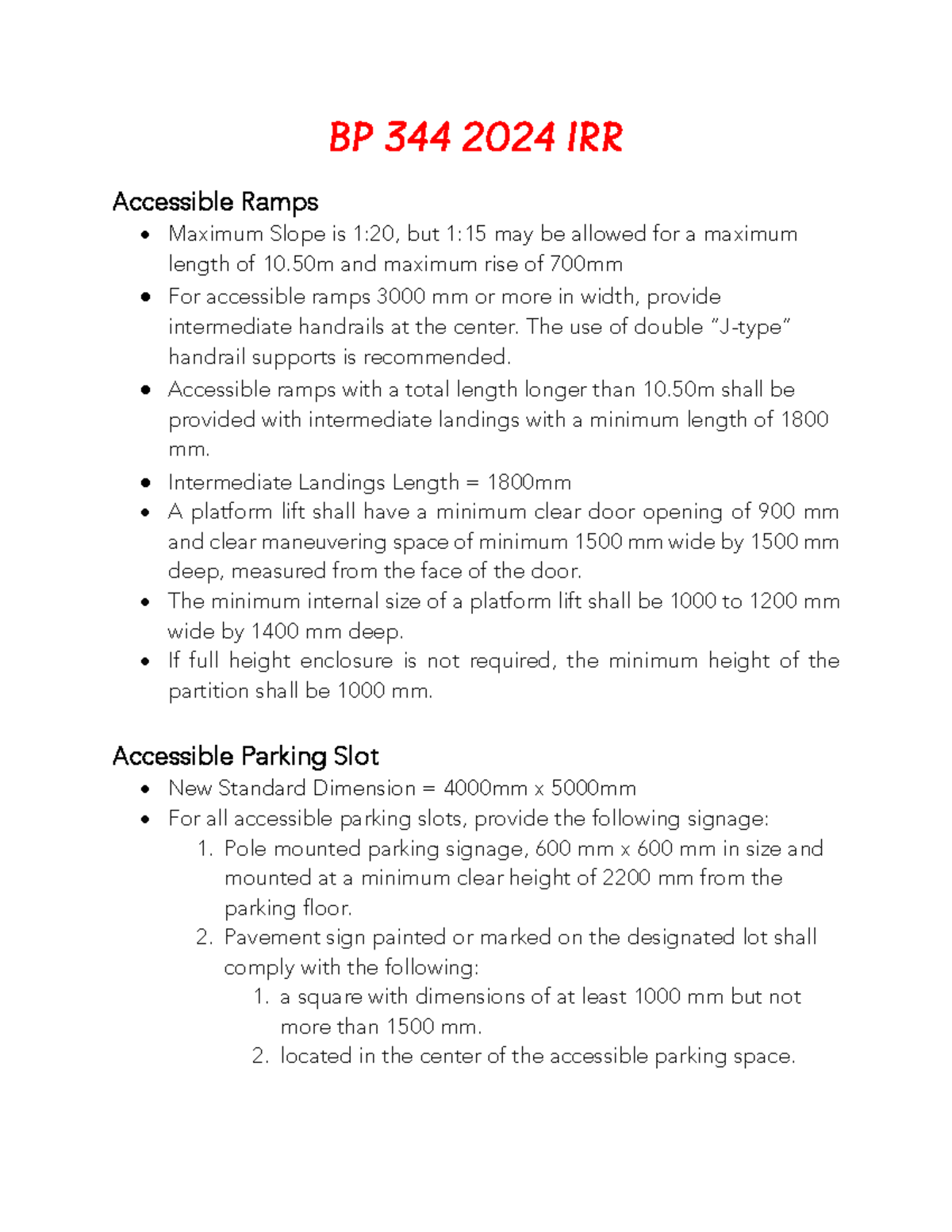BP 344 2024 IRR: Guidelines for Accessible Design Amendments - Studocu