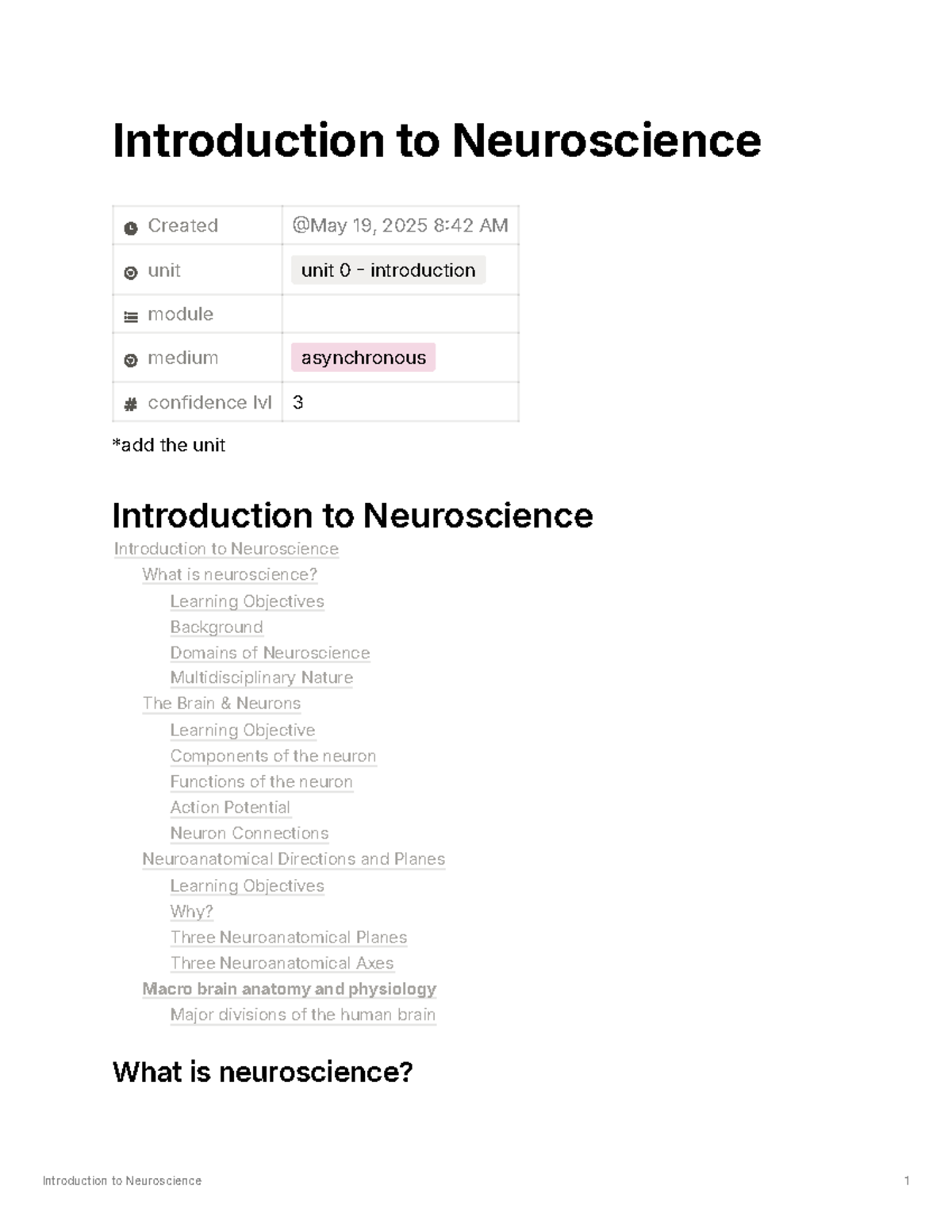 Introduction to Neuroscience (Unit 0): Key Concepts and Learning ...