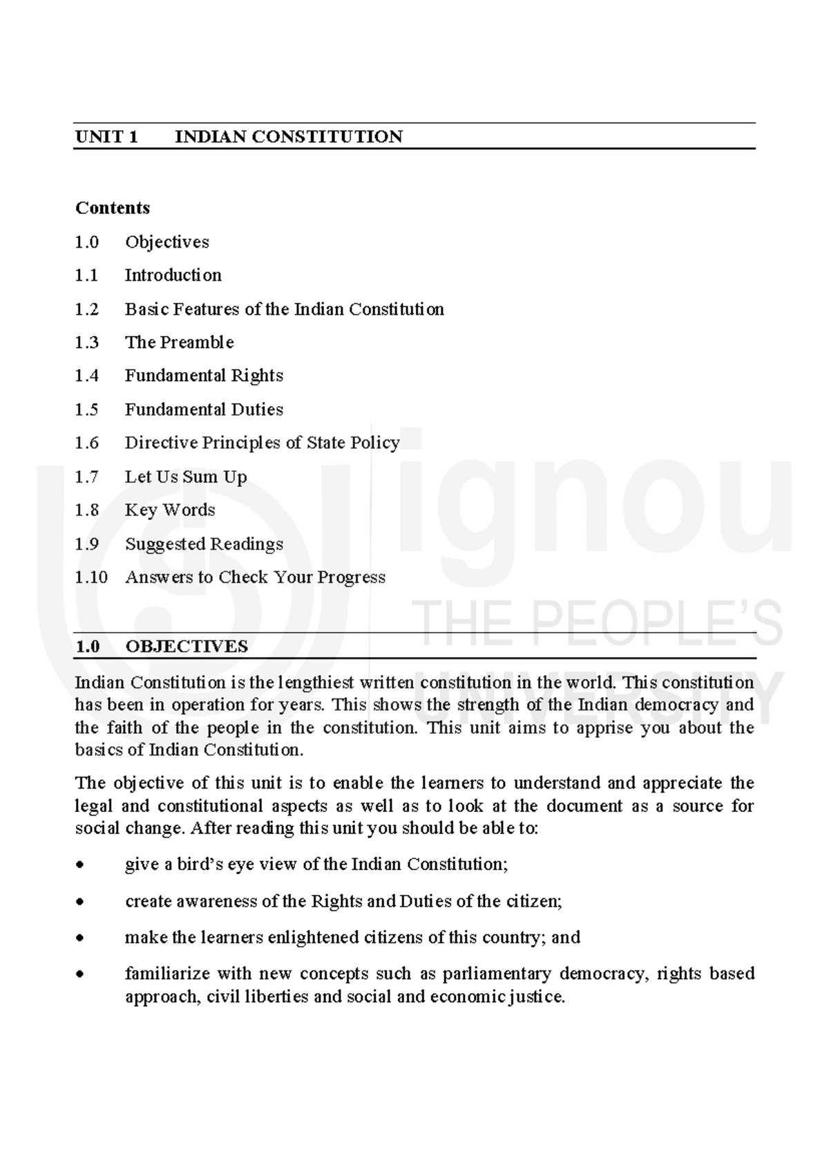 Unit 1: Overview of the Indian Constitution and Its Key Features - Studocu