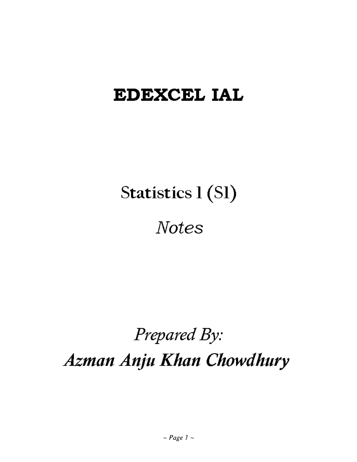 Edexcel IAL Statistics 1 (S1) Comprehensive Study Notes - Studocu