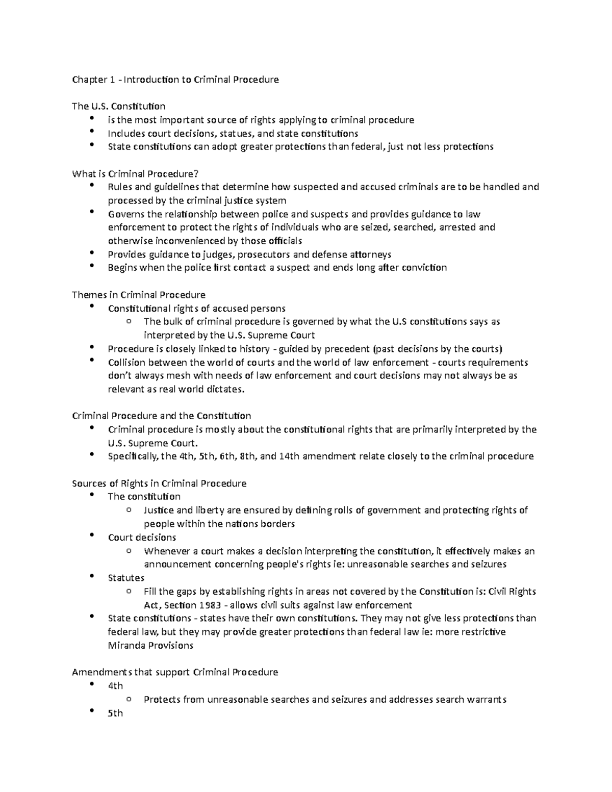 Introduction to Criminal Procedure (CRIM 101) - Lecture Notes - Studocu