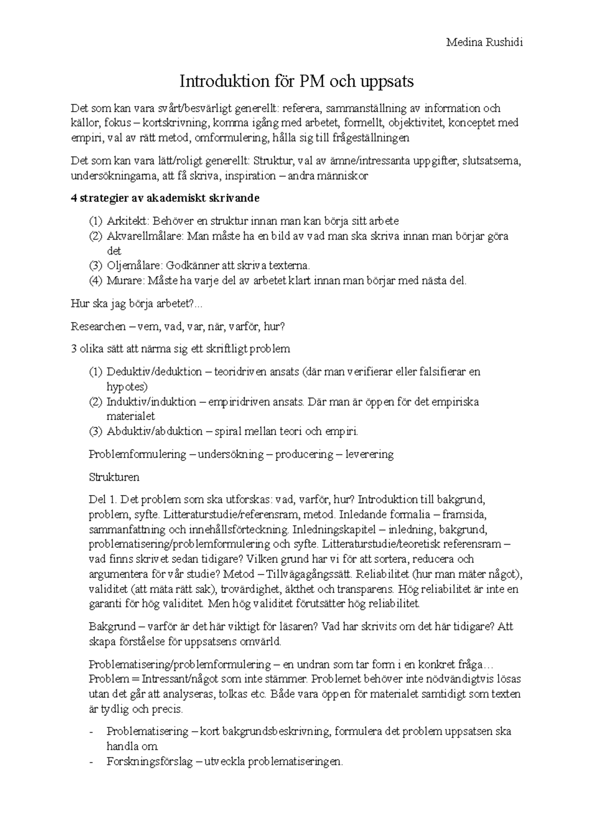 Introduktion för PM - PM. - Medina Rushidi Introduktion för PM och ...