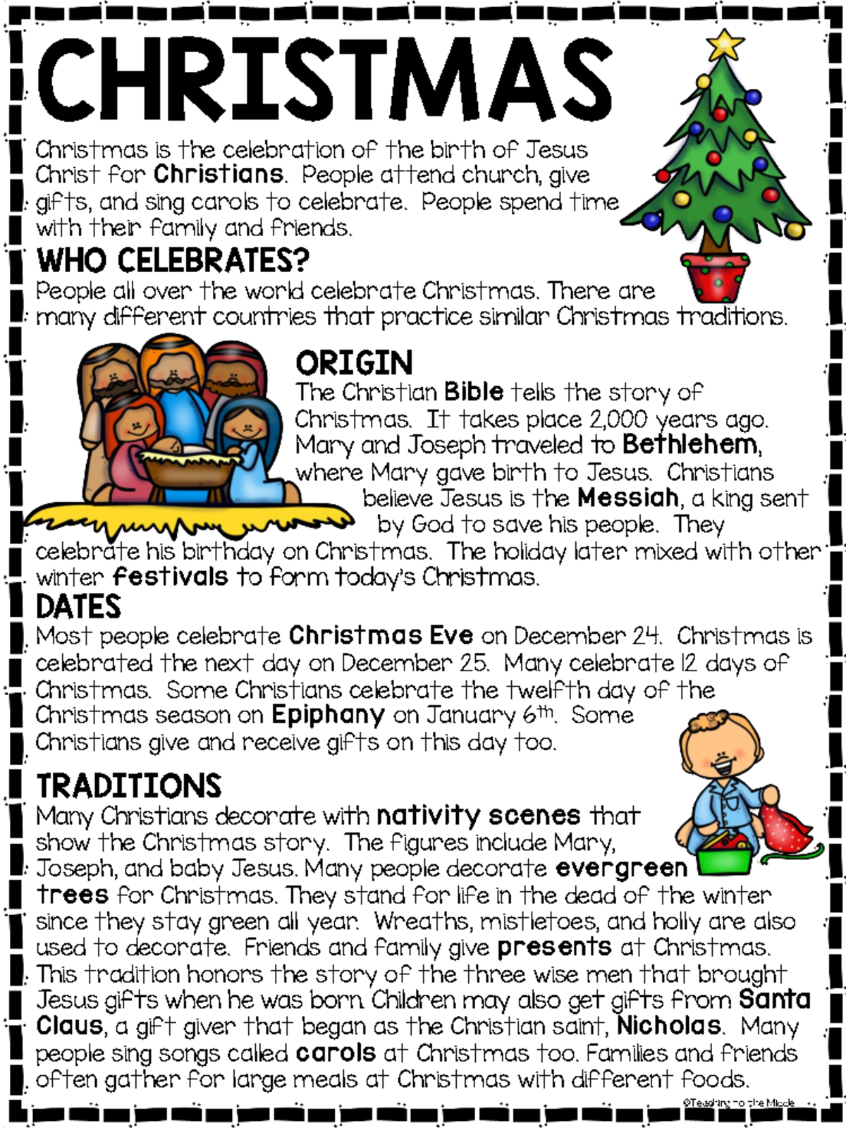 Christmas Informational Text Reading Comprehension Worksheet Holidays-1 ...