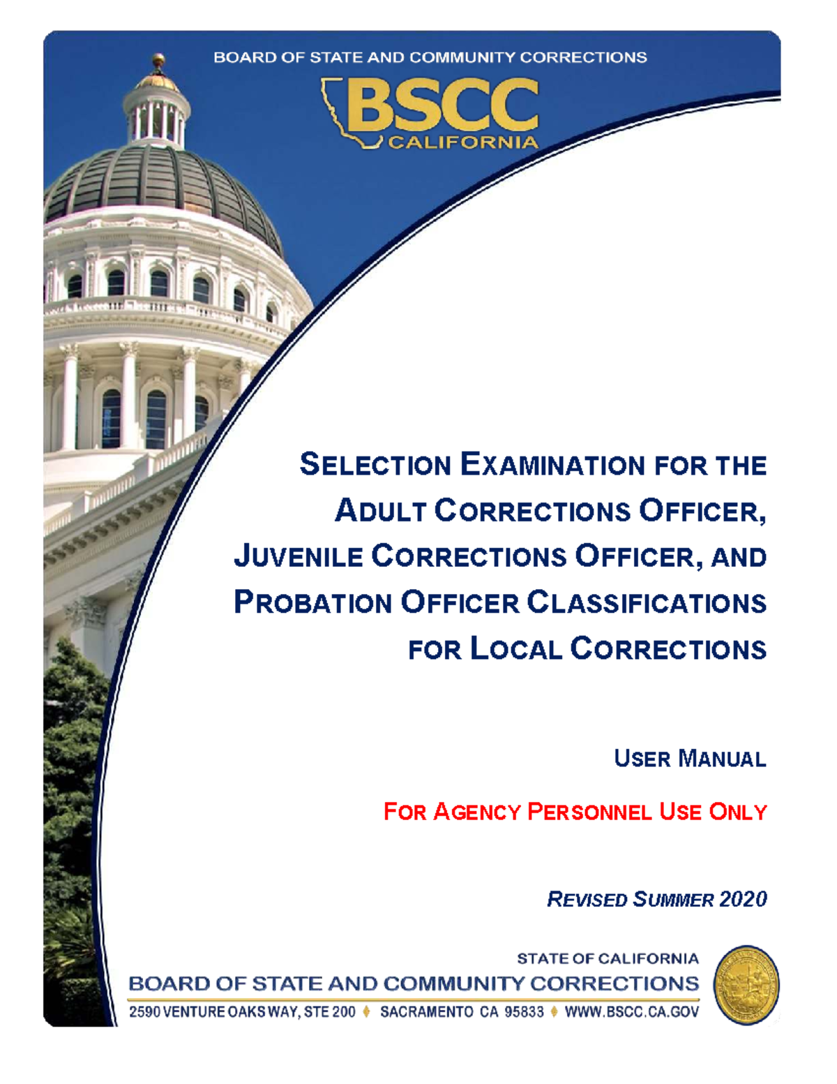 BSCC Selection Exam User Manual for ACO, JCO, and PO Classifications ...