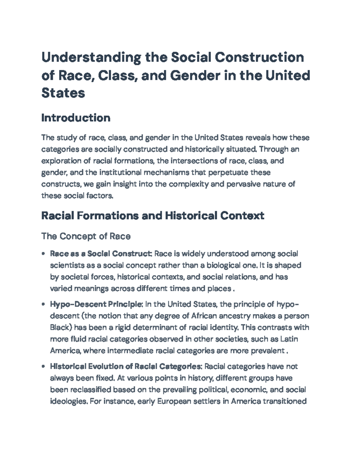 Understanding Race, Class, and Gender Constructs in the US Society ...