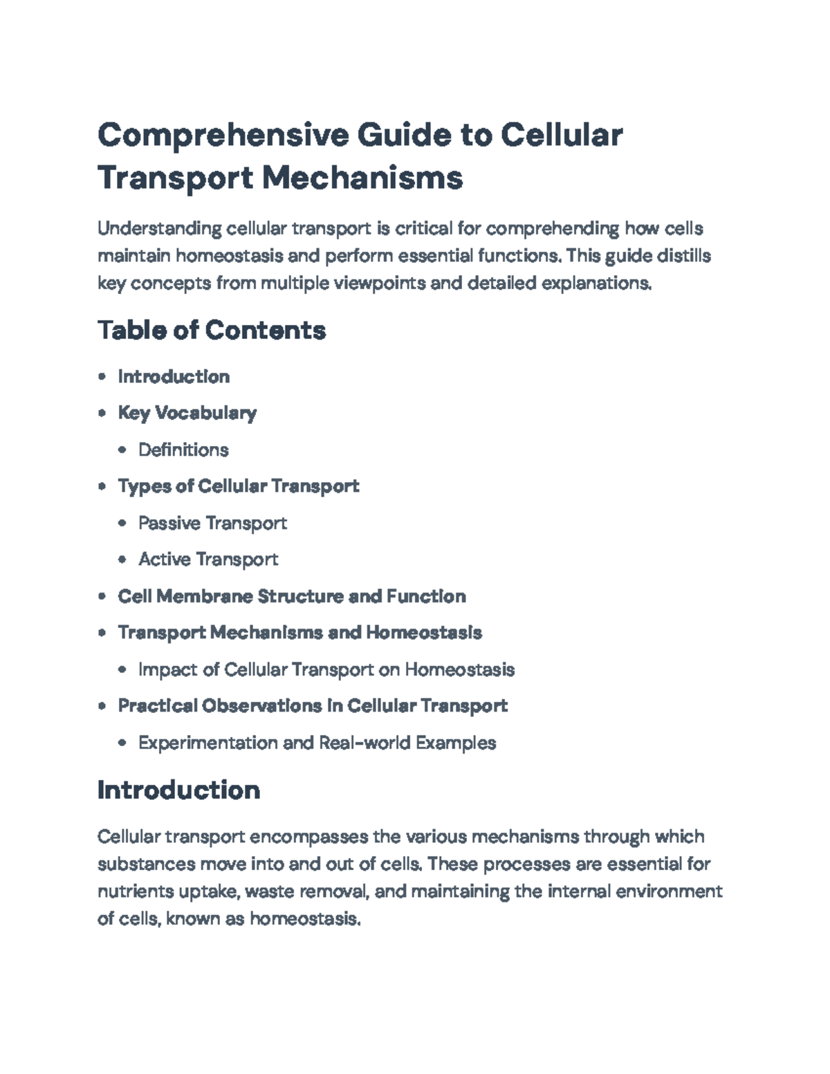 Comprehensive Guide to Cellular Transport Mechanisms (BIOL 101 ...