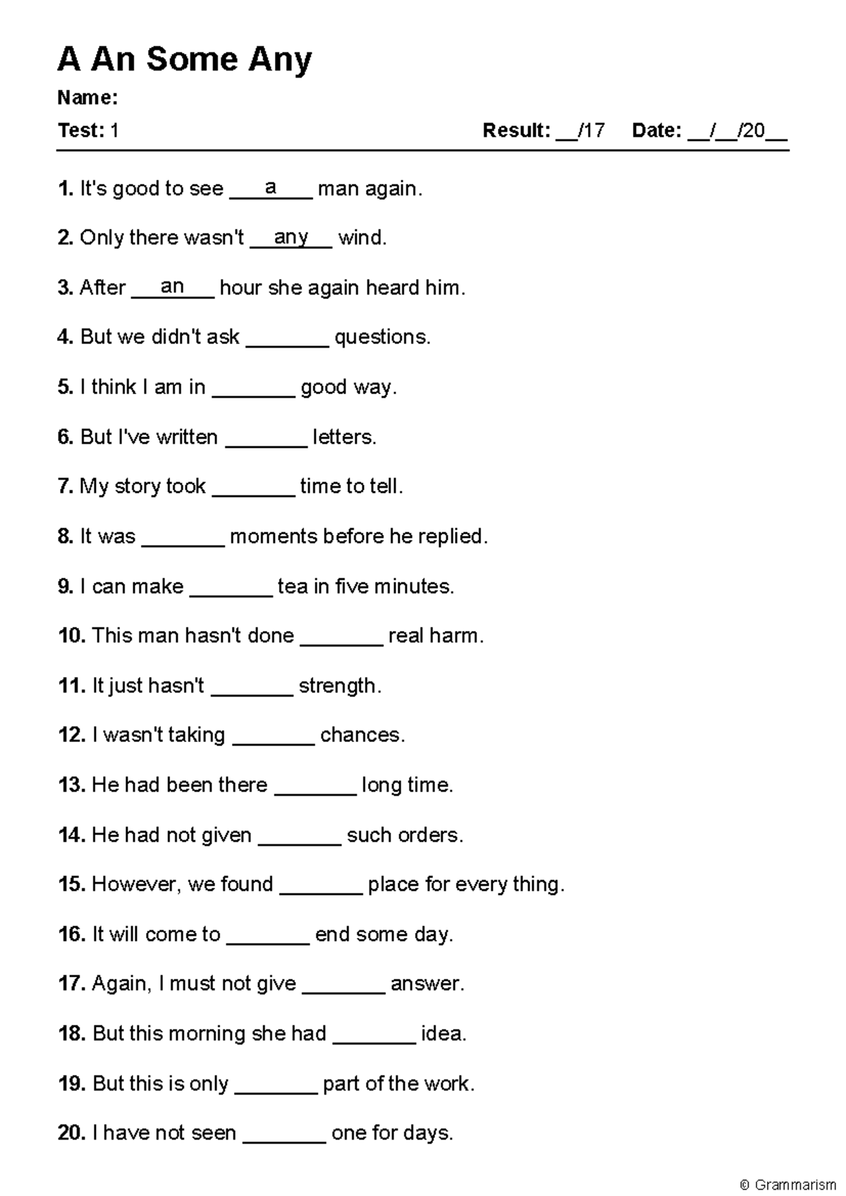 Grammarism a an some any test 1 1777416 - A An Some Any Test: 1 Result ...