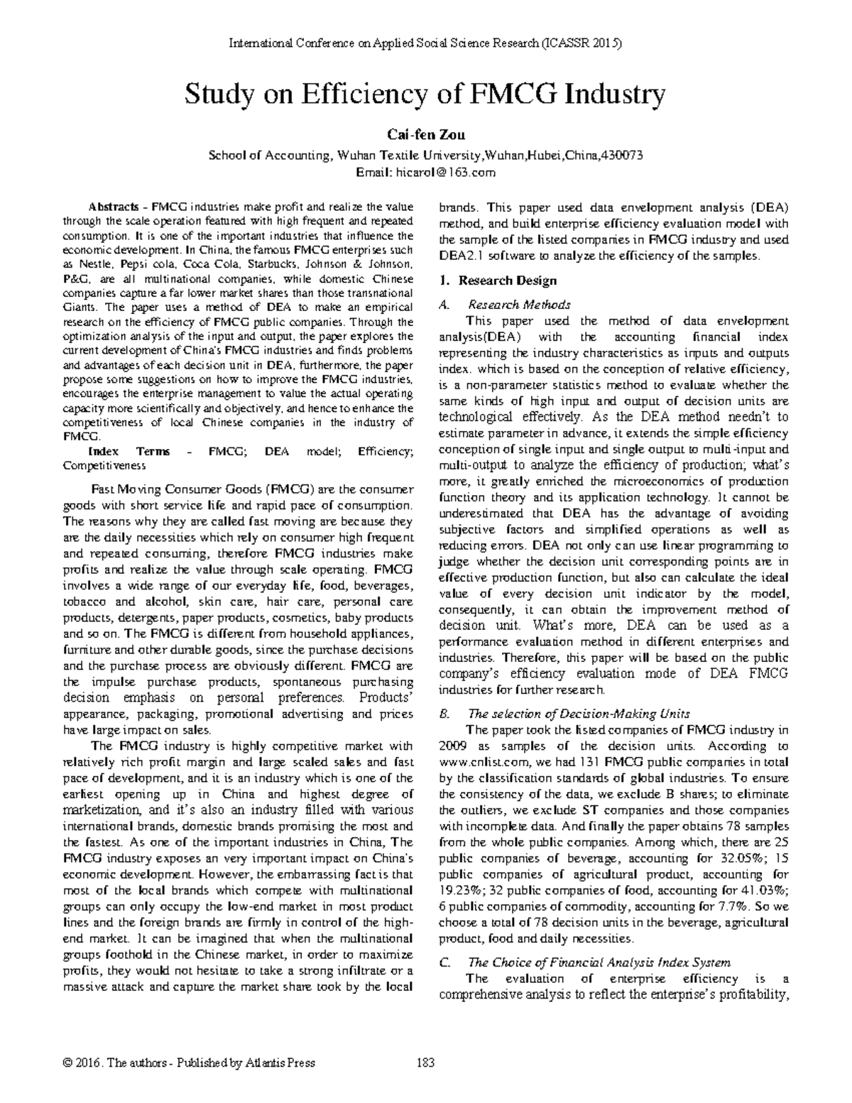 25846578 - adasjdbamsdbosdoasdams m - Study on Efficiency of FMCG ...