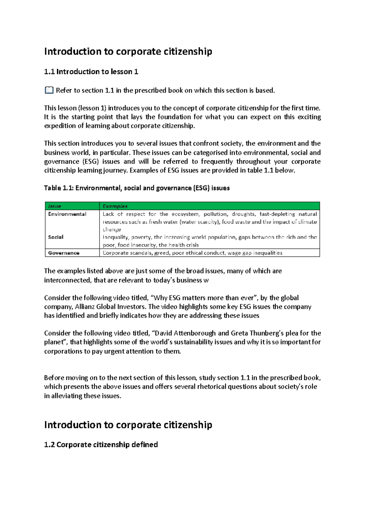 MNN3701: Introduction to Corporate Citizenship - Lessons 1 to 14 ...