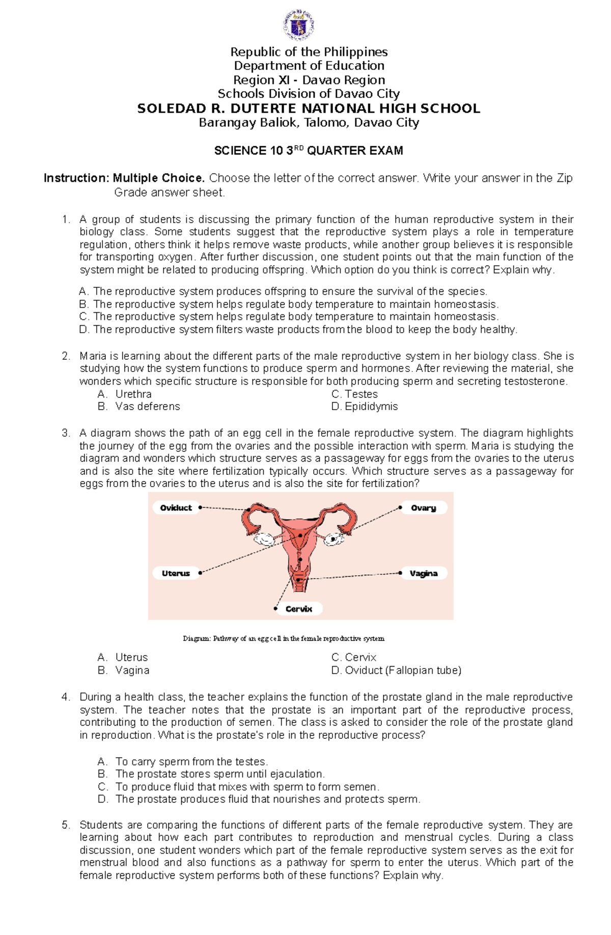Science 10 3rd Quarter Exam Review Questions and Answers - Studocu