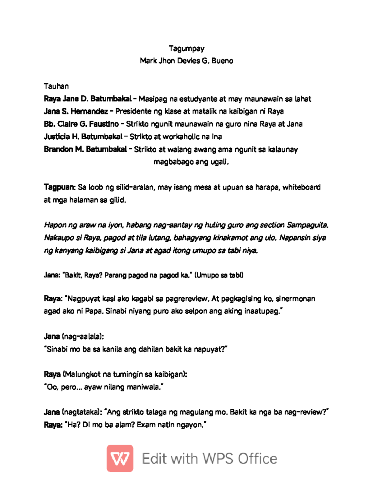 Tagumpay: Isang Kuwento ng Pagsusumikap at Pag-unawa sa Klase ...