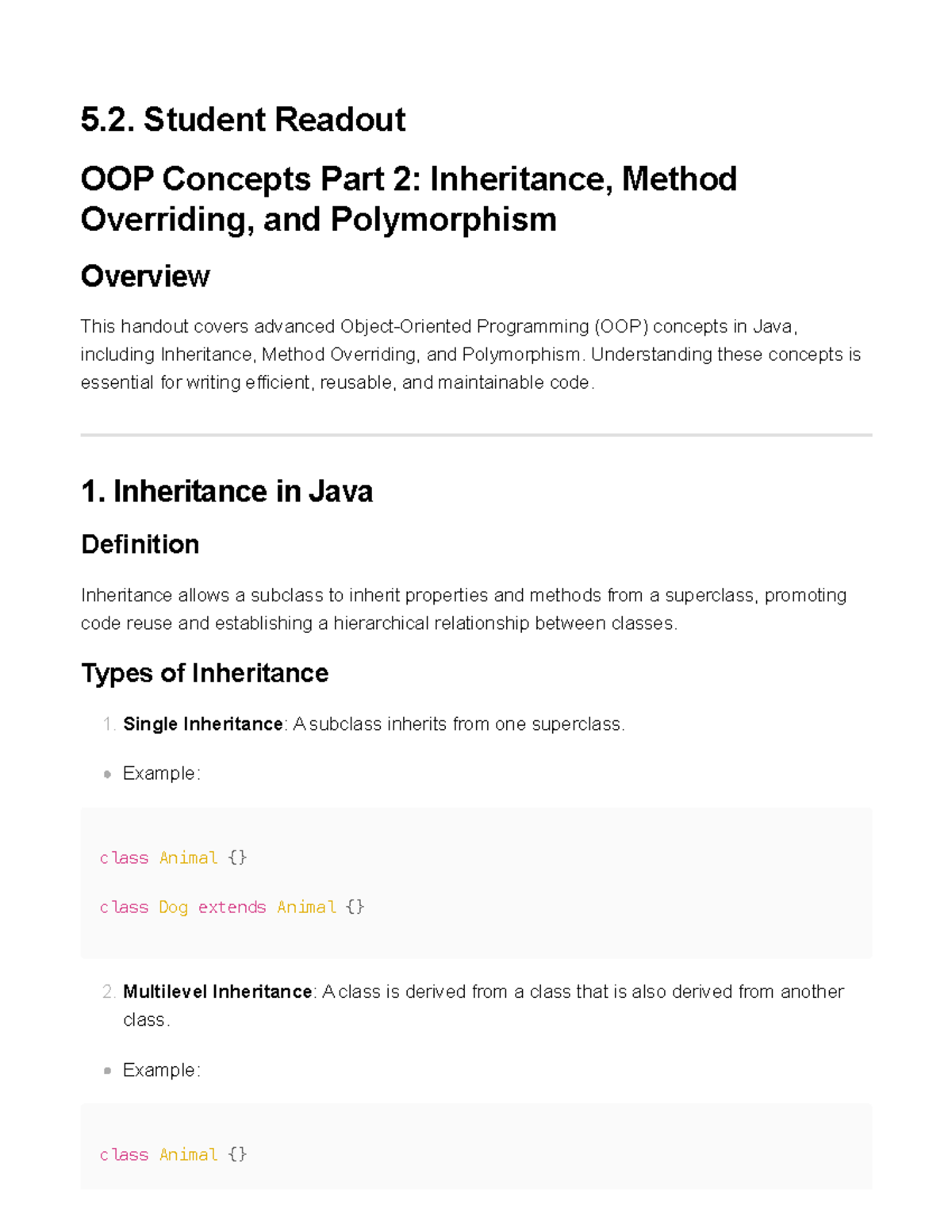 2854 1257 DOC 5. Advanced OOP Concepts: Inheritance, Overriding ...