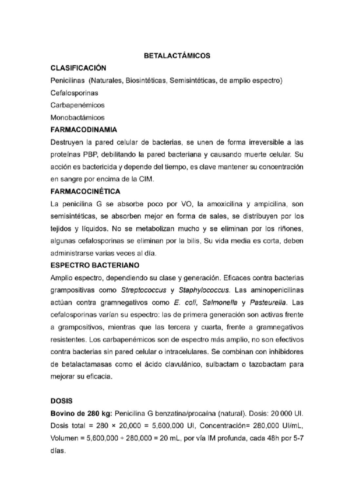BETALACTÁMICOS Y OTRAS CLASES DE FÁRMACOS VETERINARIOS - Studocu