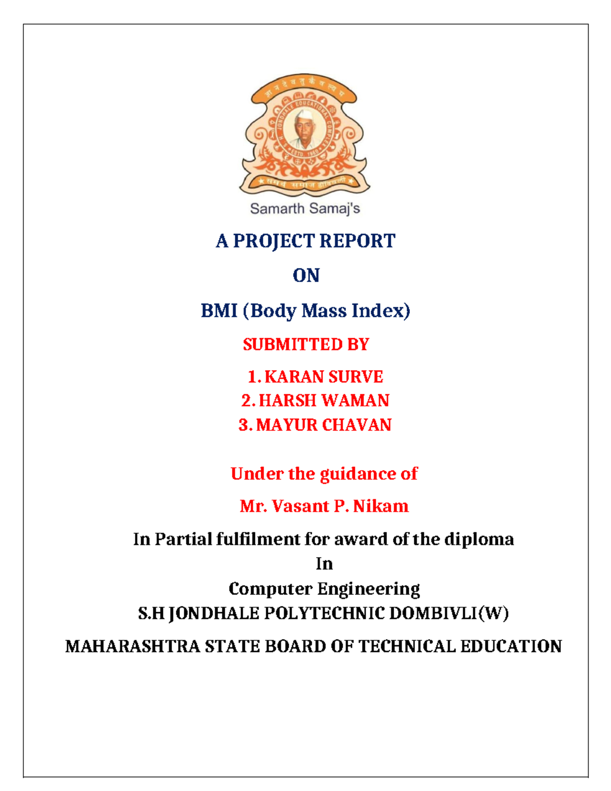 Python Microproject: BMI Analysis and Implementation (Prog. Code: 22616) - Studocu