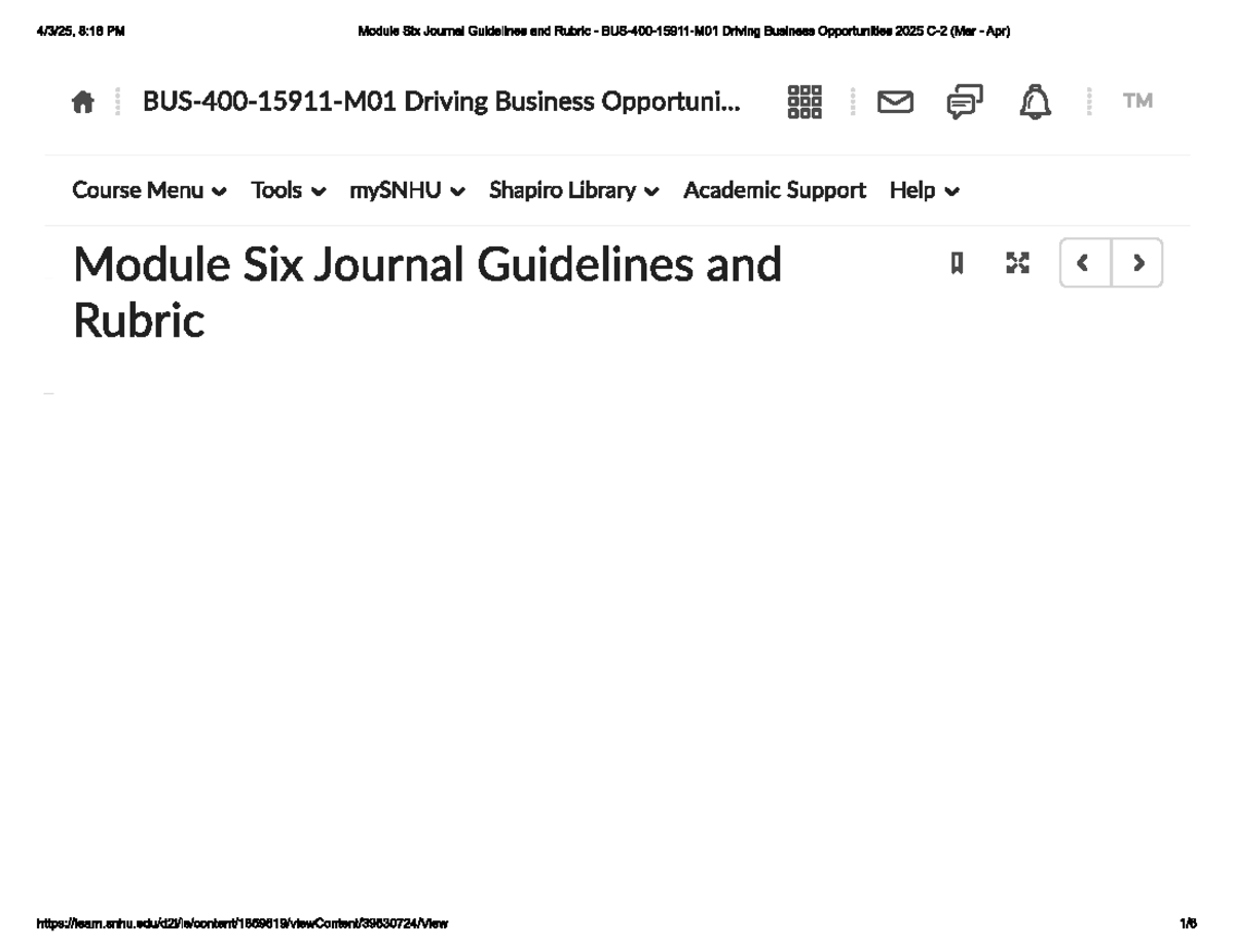 BUS 400 module six journal - 8:18 PM Module Six Journal Guidelines and ...