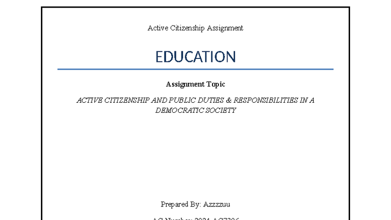 Active Citizenship Assignment: Responsibilities in a Democracy ...