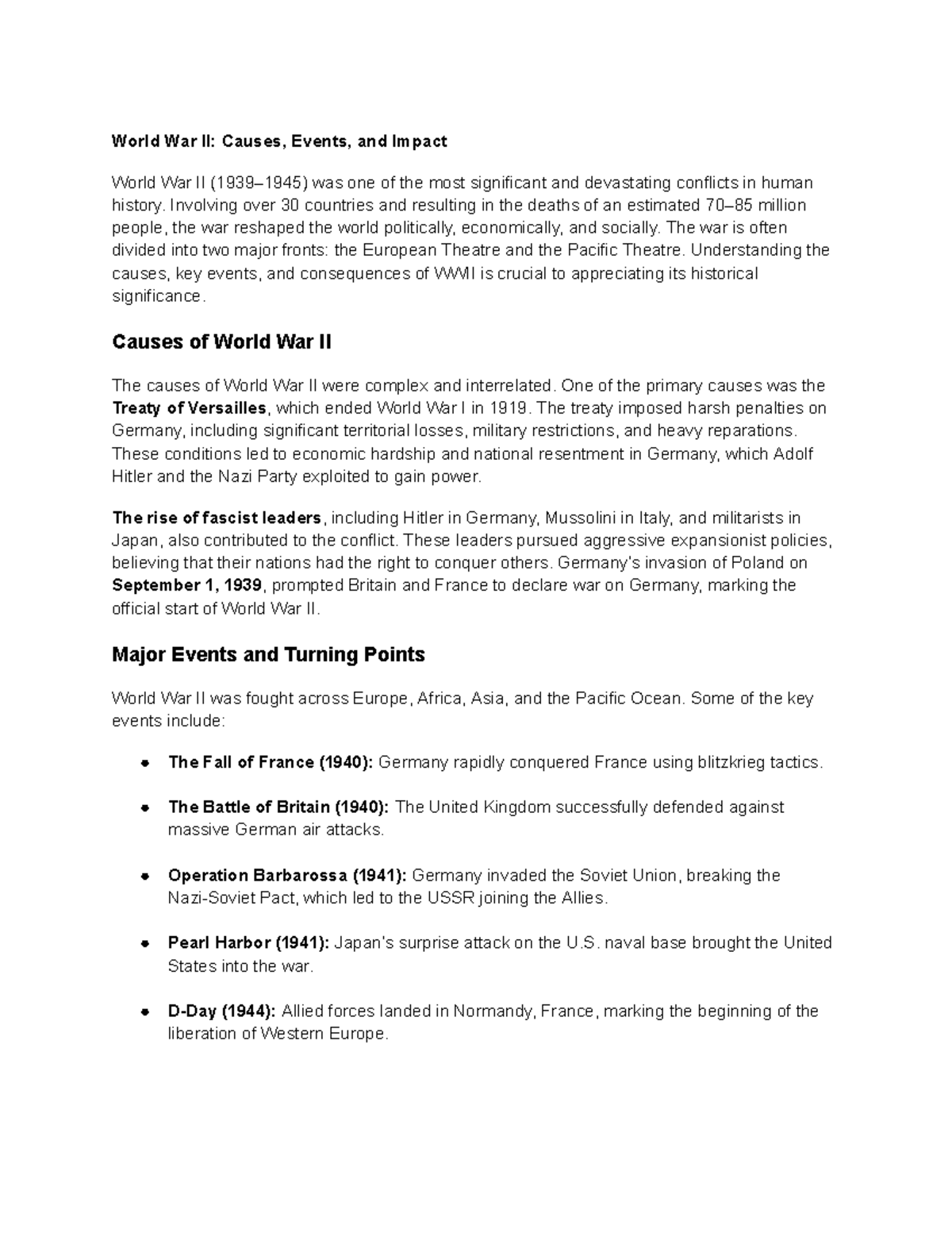 This essay is based on world war two that previously took place - World ...