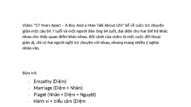 Dàn ý 2 - nope - Video “57 Years Apart – A Boy And a Man Talk About ...
